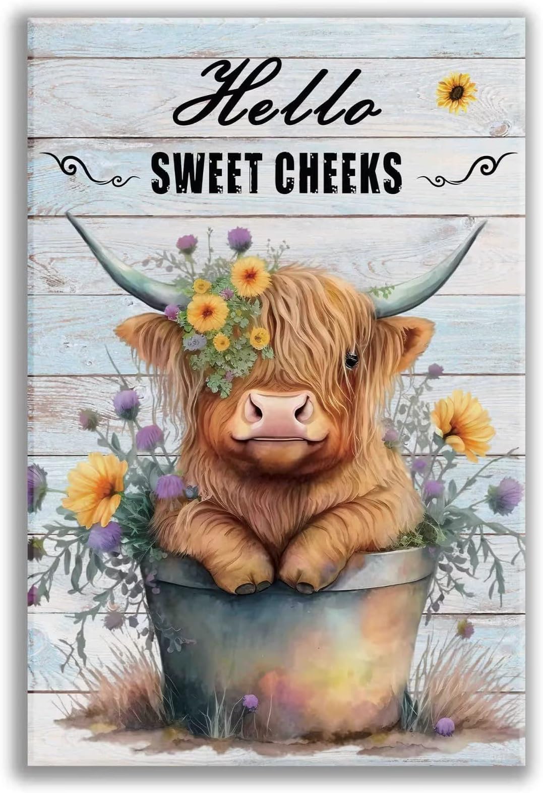 Amazon.com: Highland Cow Decor Funny Bathroom Signs, 12x8 Inches Cow ...