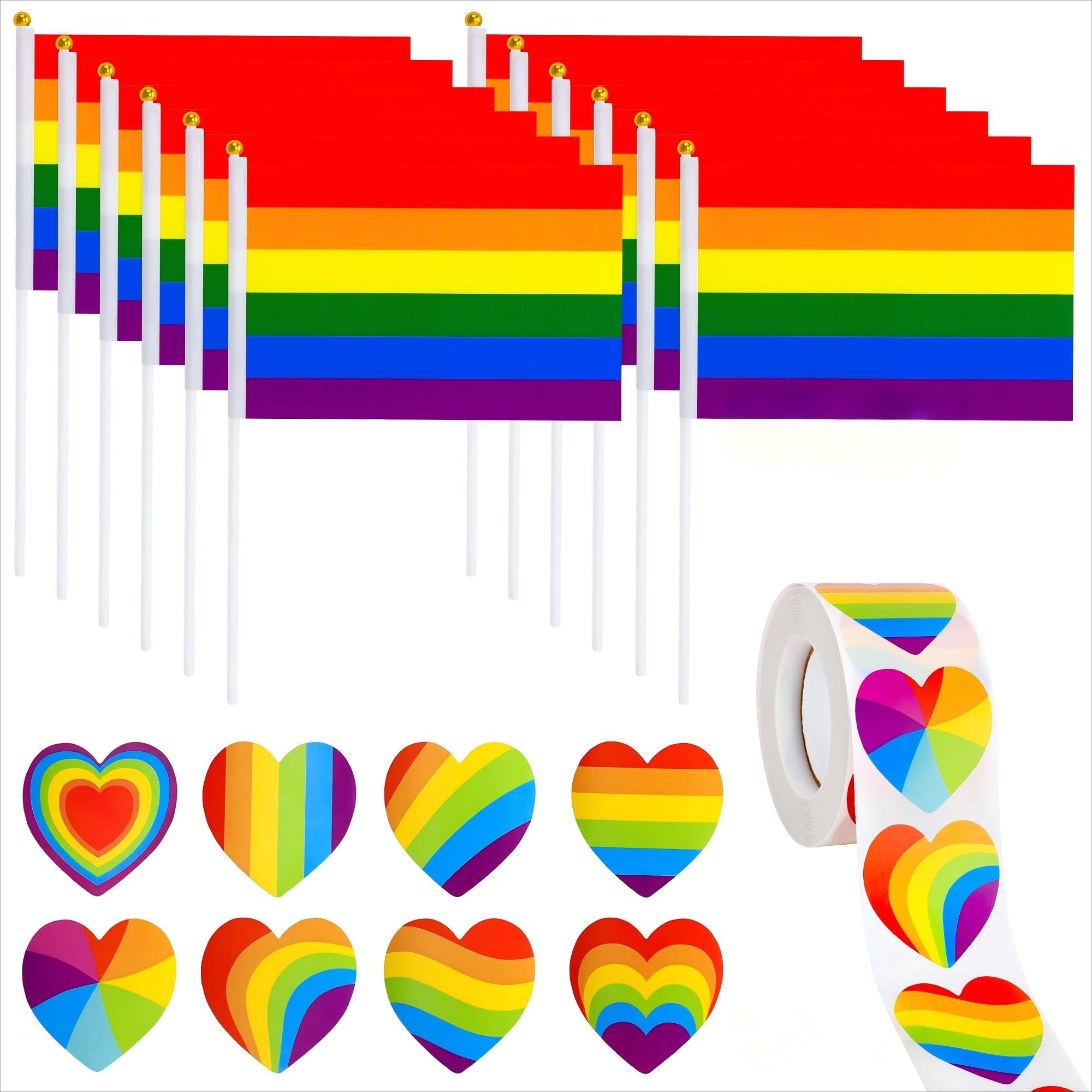 Snapklik.com : 50 Pack Pride Flags And 500pcs Stickers, Mini Handheld ...