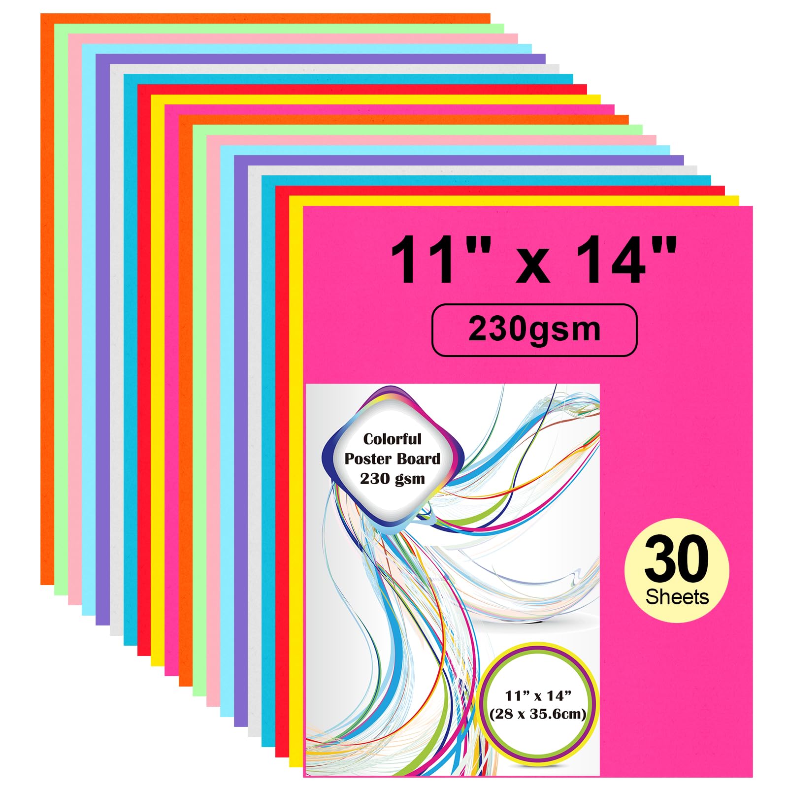 Amazon.com : 30 Pcs 11" x 14" Poster Board Paper ROOKEA Colorful Poster ...