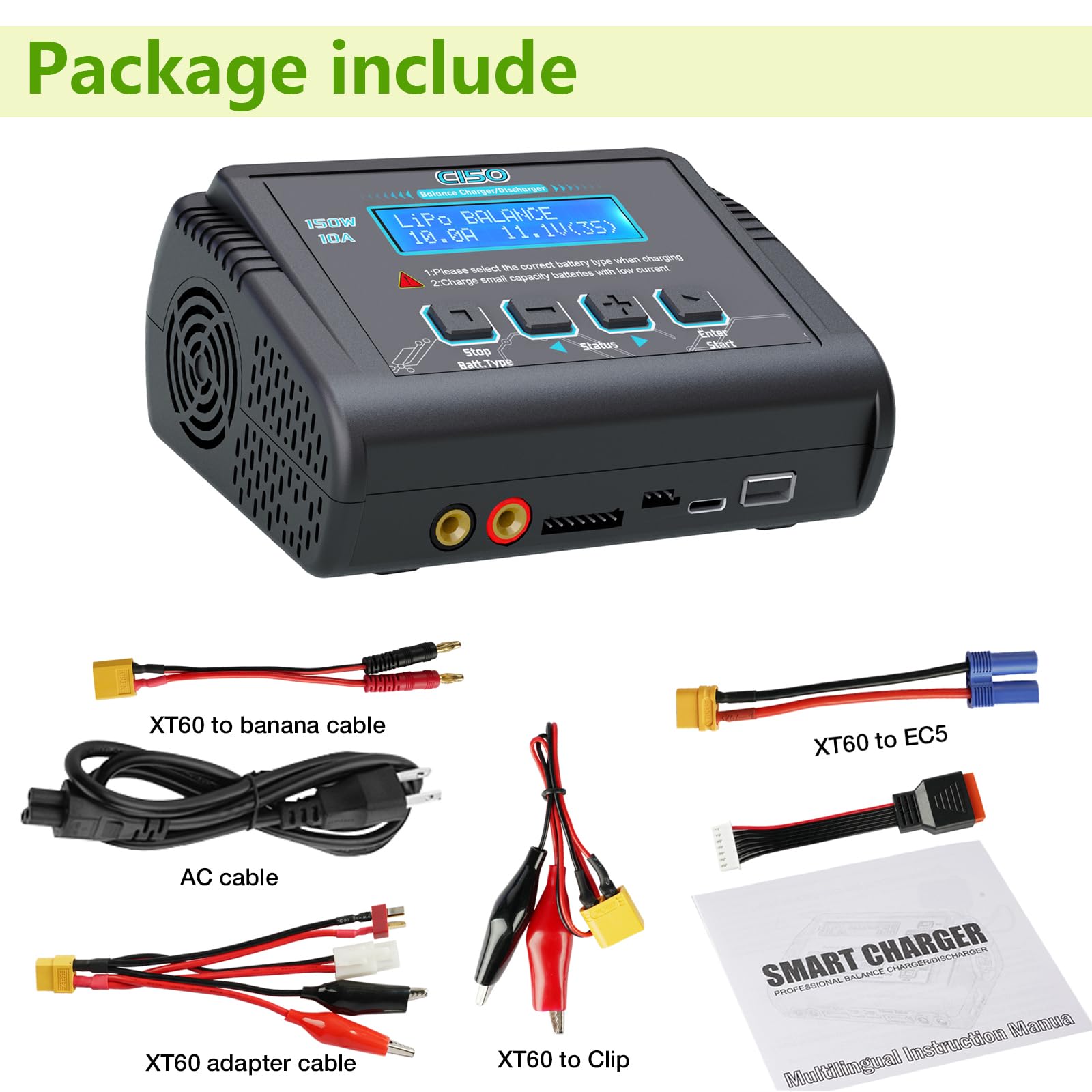 Snapklik.com : Lipo Battery Charger, 1S-6S RC Car Charger 150W 10A ...