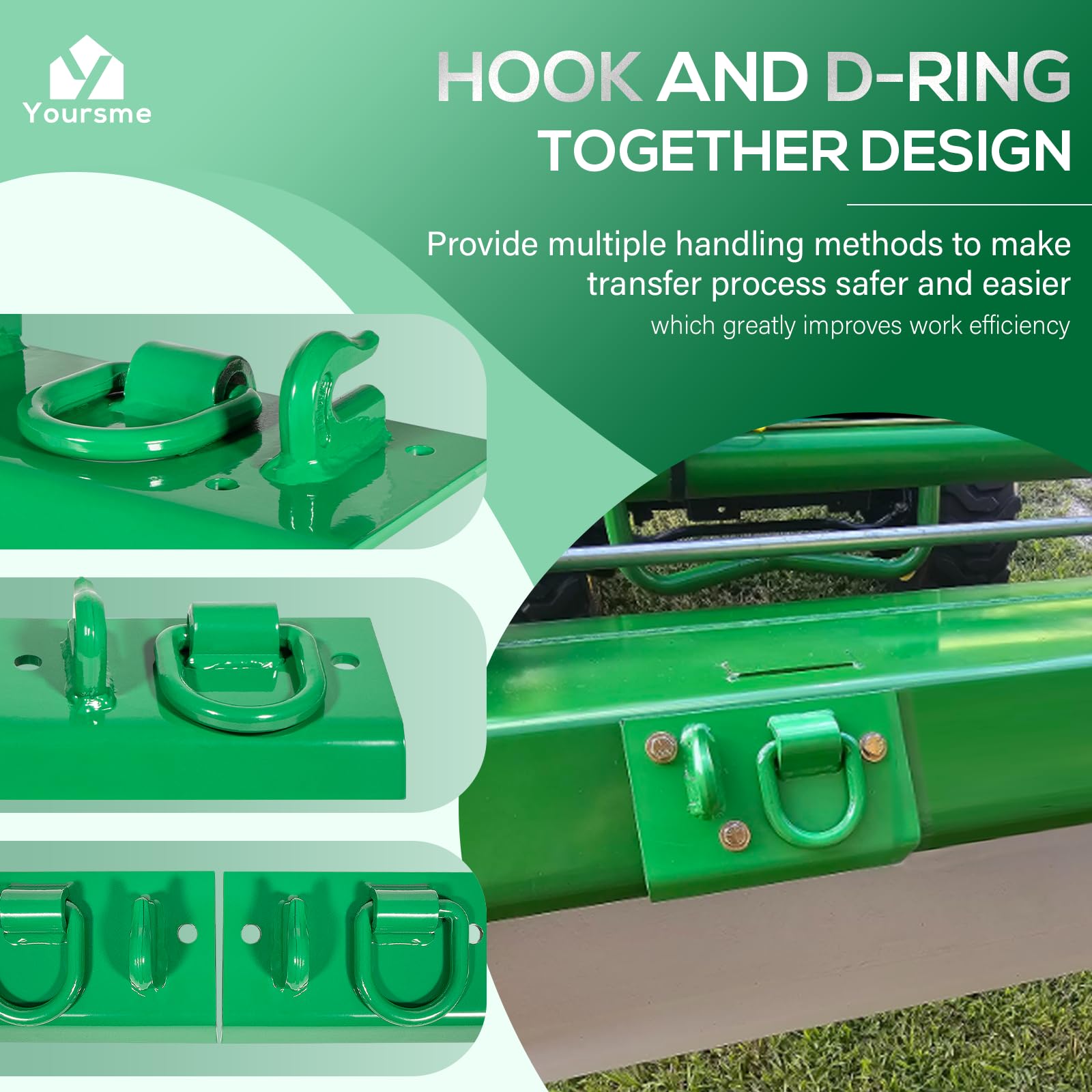 Yoursme Tractor Bucket Hooks D Rings Bolt on Heavy Duty Grab Hooks Fit ...