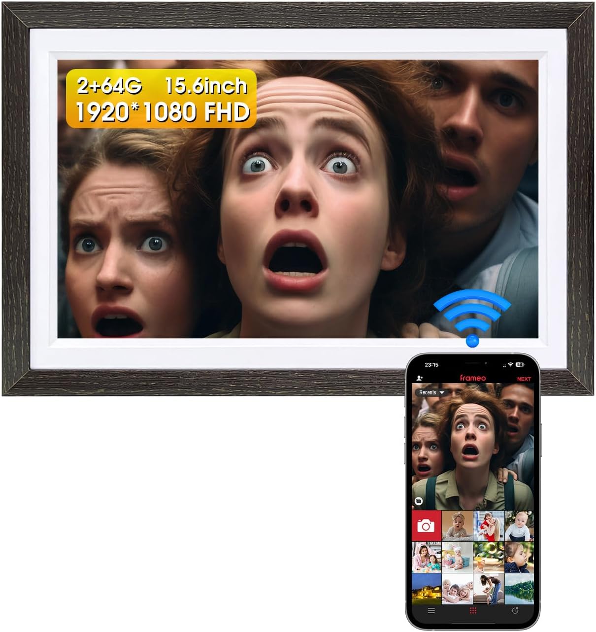 Amazon.com : CNBANAN Digital Picture Frame WiFi 15.6-Inch,Large Digital Photo Frame Touch Screen ...