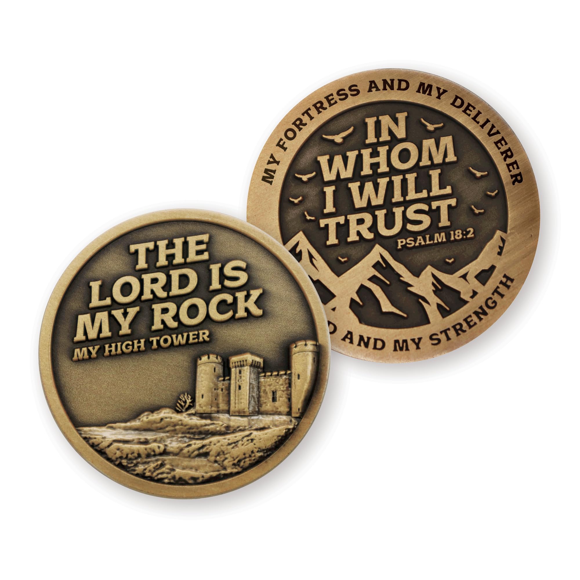 Amazon.com: Christian Challenge Coin - The Lord is My Rock, Psalm 18:2 ...