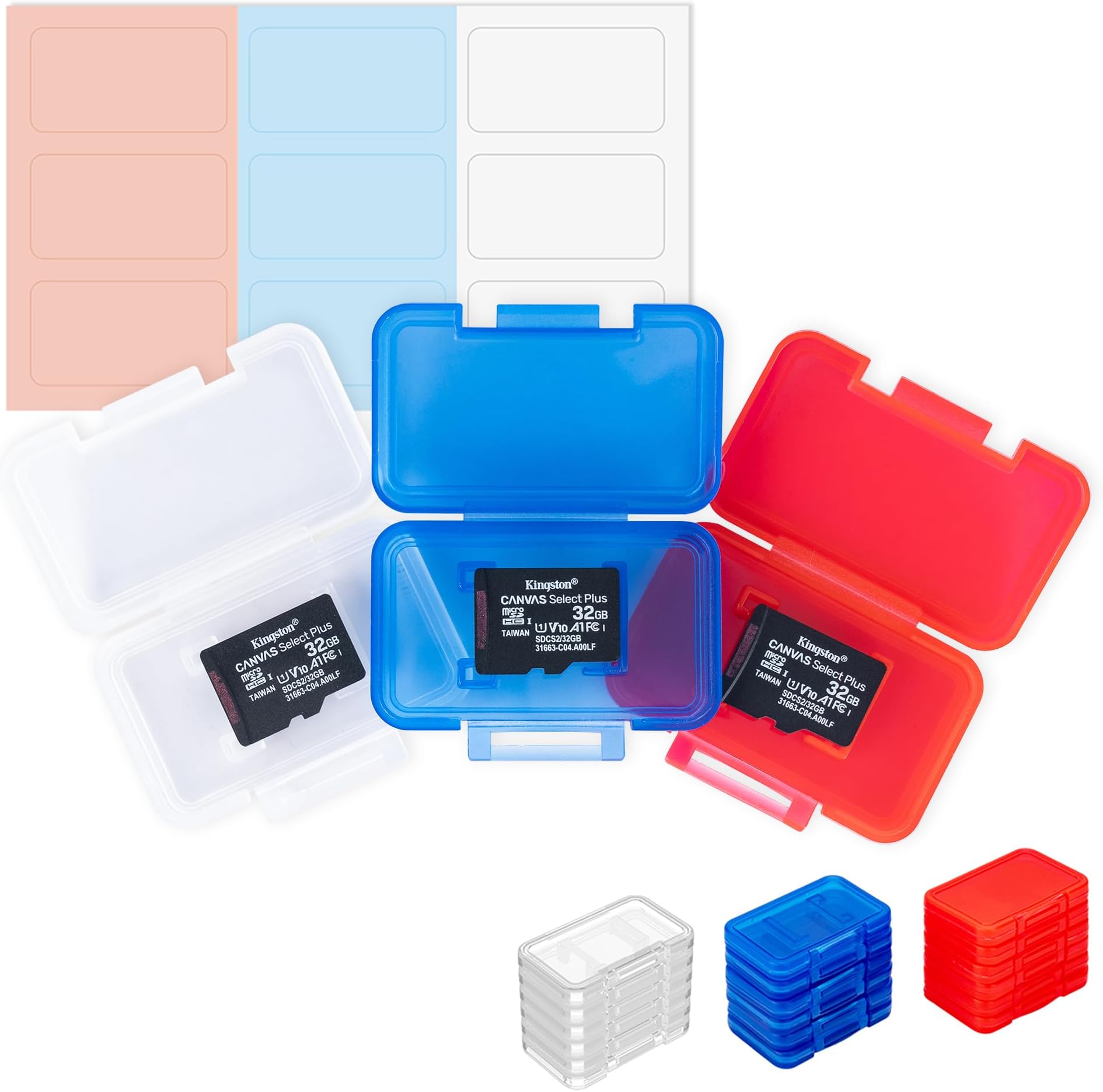 Amazon.com: Kiorafoto 18 PCS Multi-Color Clear Plastic Memory Card ...
