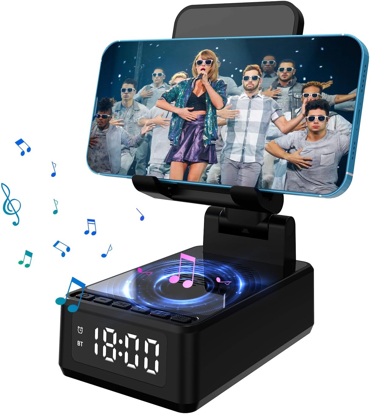 Amazon.com: SHGUMITE Cell Phone Stand with Wireless Bluetooth Speaker ...
