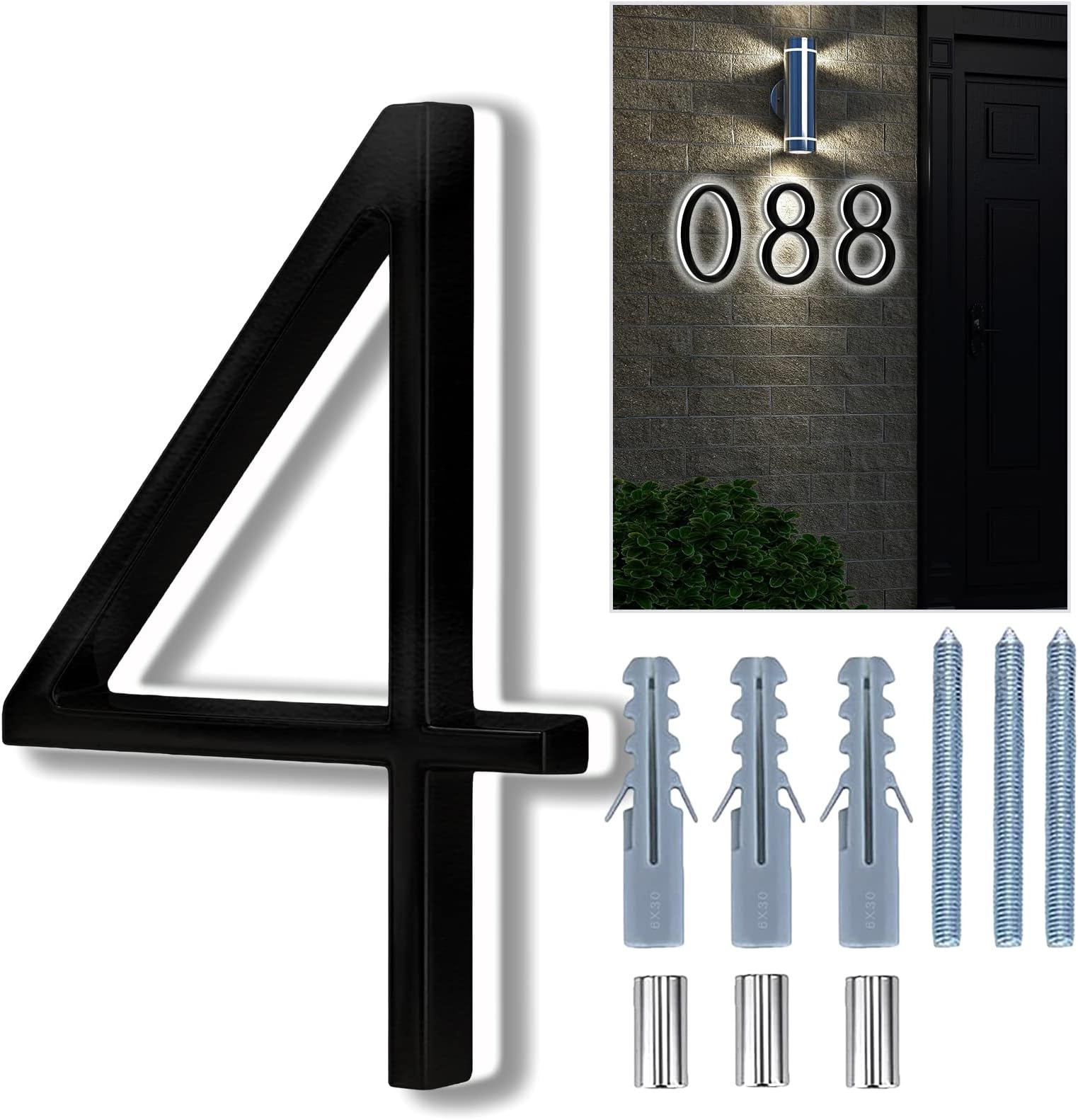 Amazon.com: Backlit LED Home Address Numbers, 8 Inch House Numbers ...