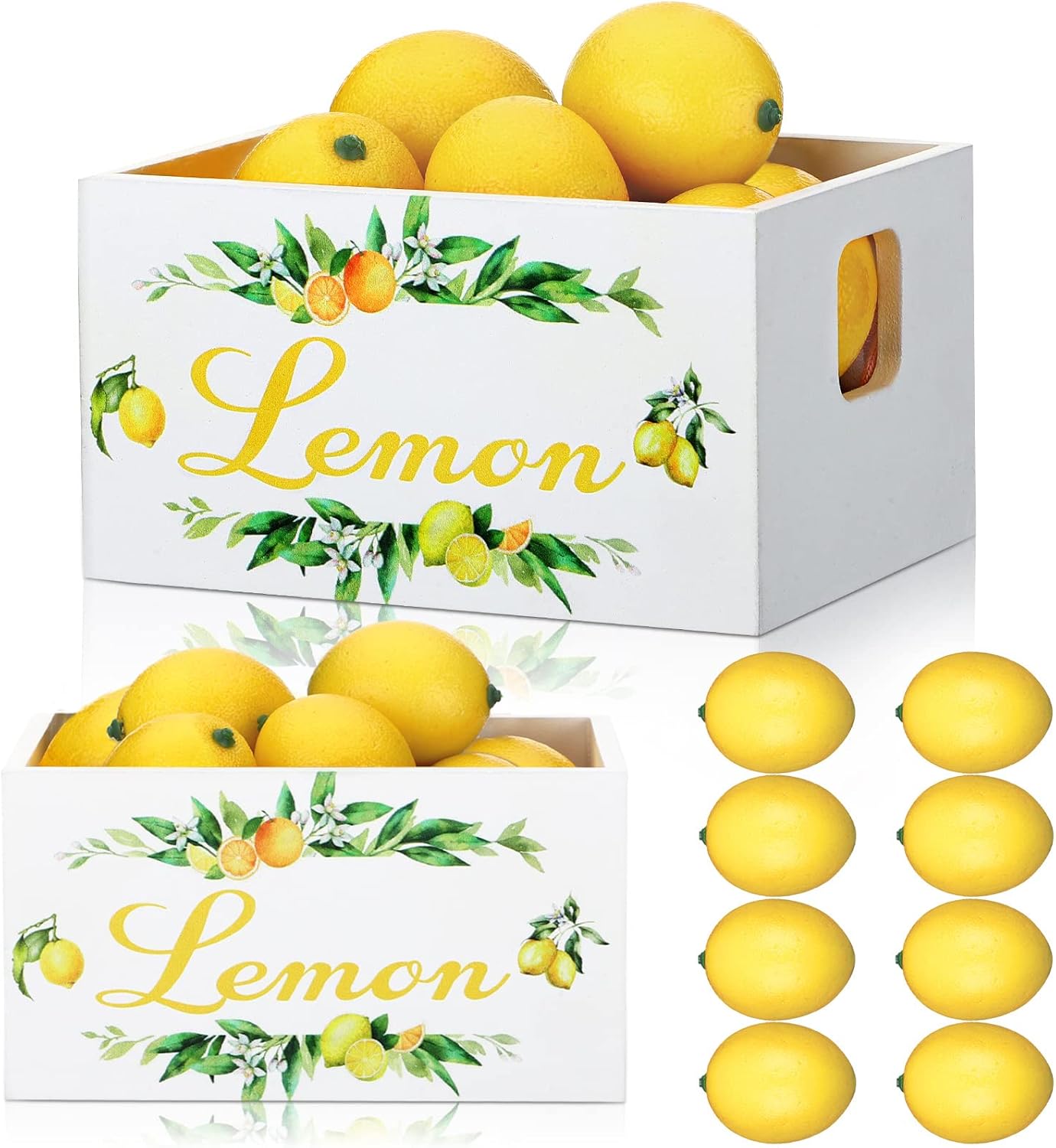 Amazon.com: Yulejo Lemon Mini Crate Summer Tiered Tray Decor with 8 Pcs ...