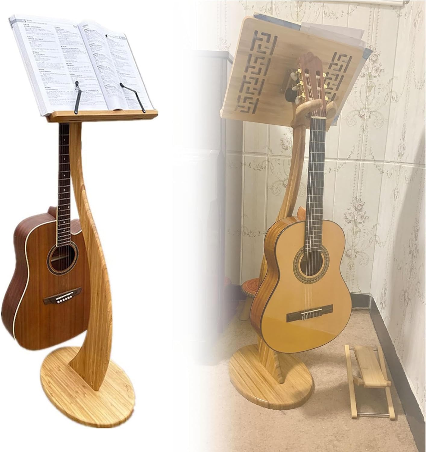 Amazon.com - WORDFUN Sheet Music Stand, Bamboo Book Stand, Portable ...