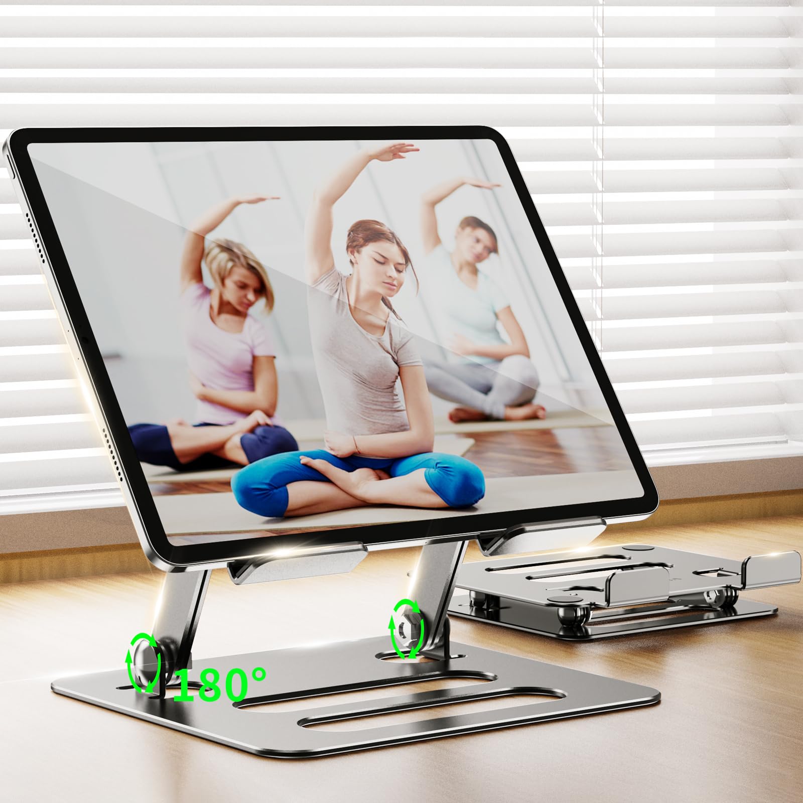 Magnpter Tablet Stand for Desk, Dual Rod Support Aluminum Desktop ...