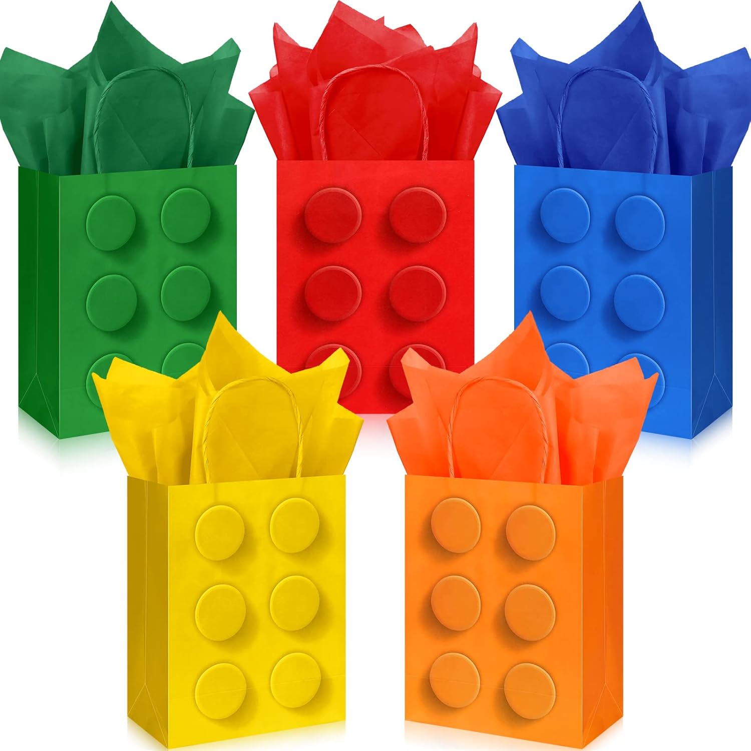Amazon.com: Sabary 15 Pcs Building Block Favor Bags, Colorful Bricks ...