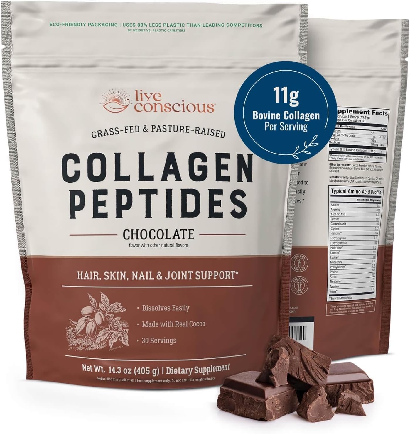 Amazon.com: Live Conscious Collagen Peptides Powder - Chocolate ...
