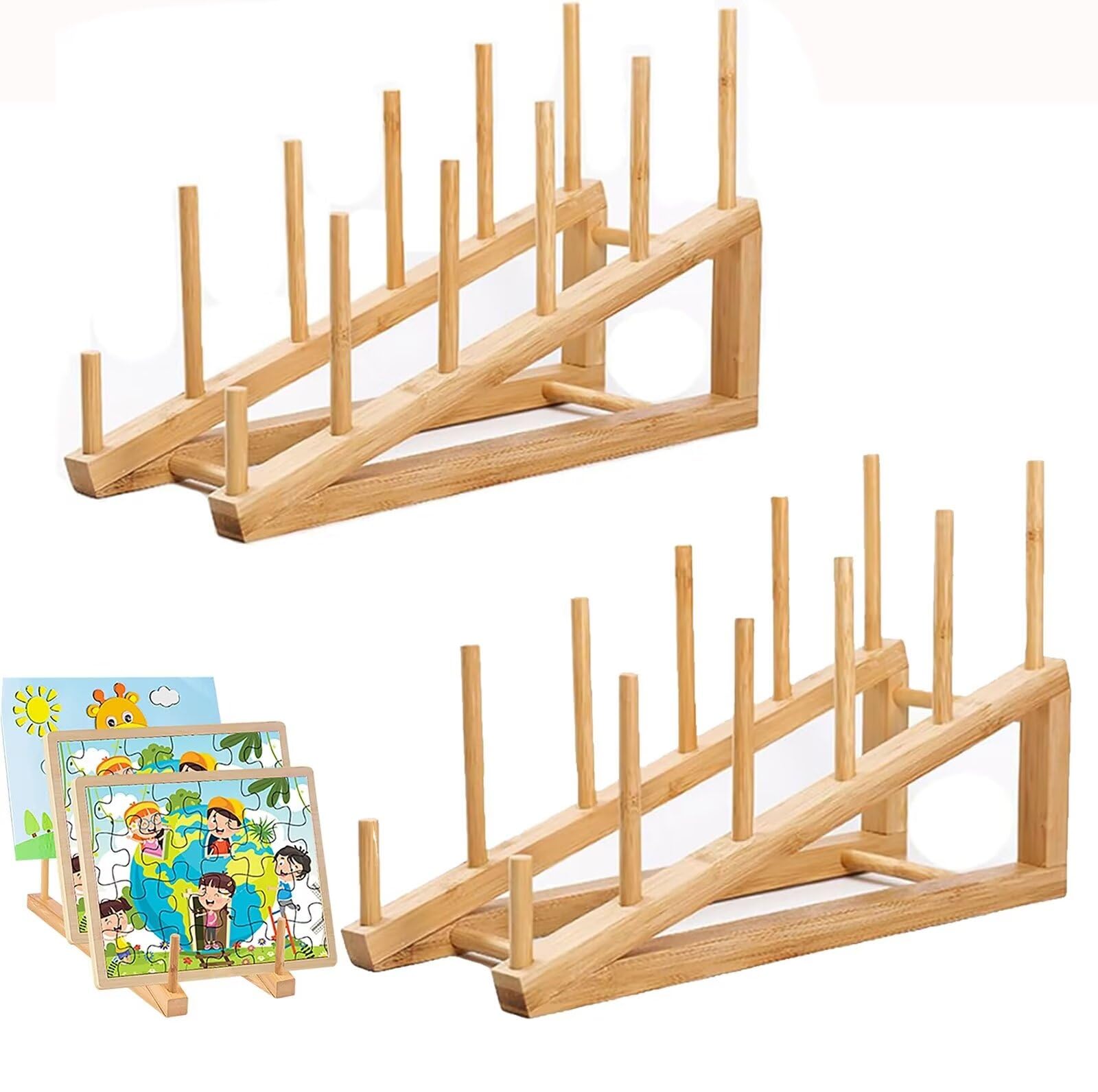Amazon.com: ARTSIM Wooden Puzzle Storage Rack 2PCS Jigsaw Puzzle Holder ...