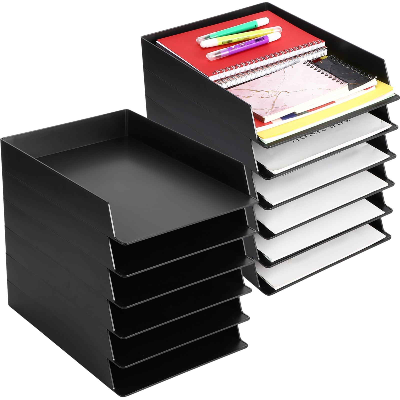 Snapklik.com : Wenqik 12 Pcs Stackable Paper Trays Rectangular Plastic ...