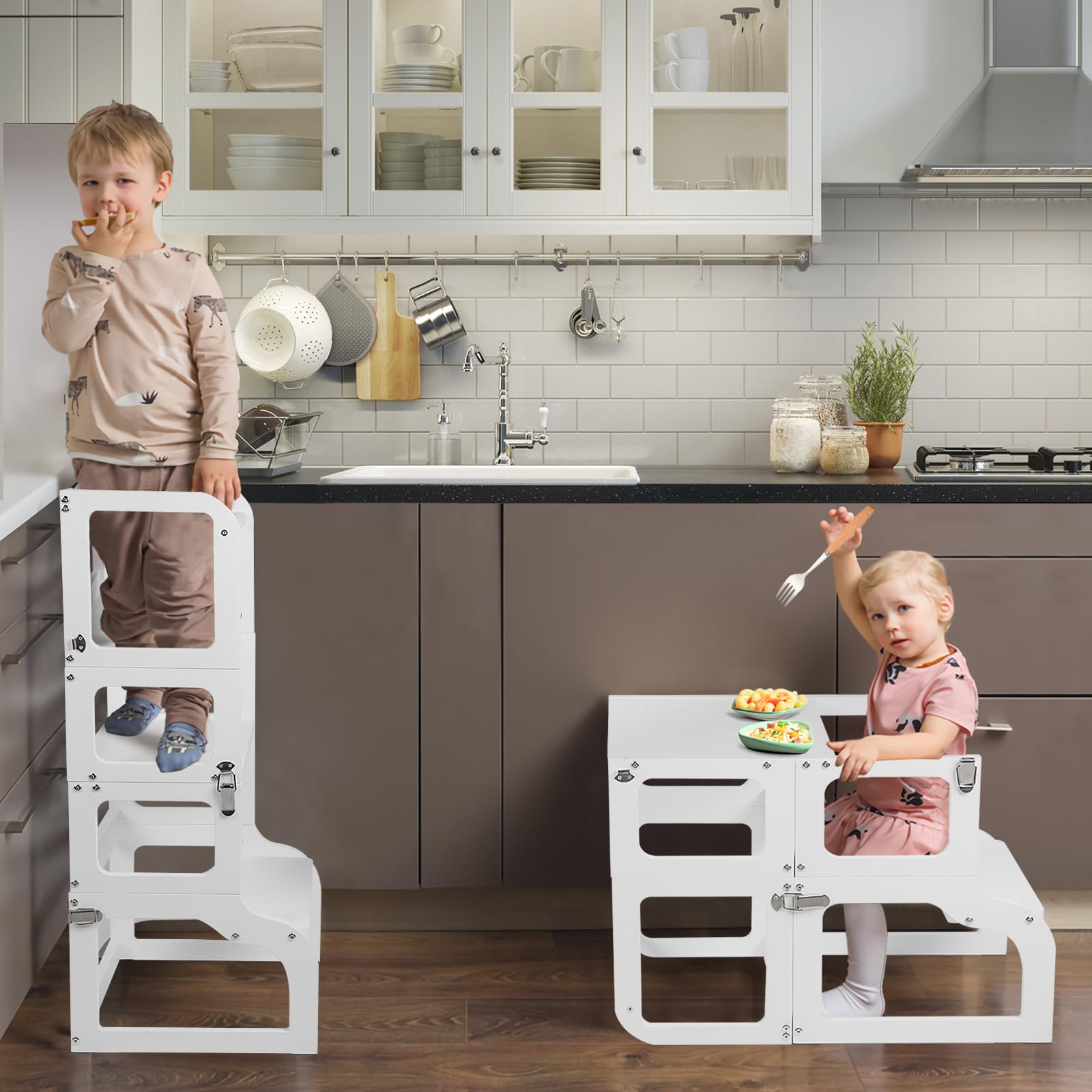 Amazon.com: WishaLife Toddler Kitchen Stool Helper Foldable, Kids ...