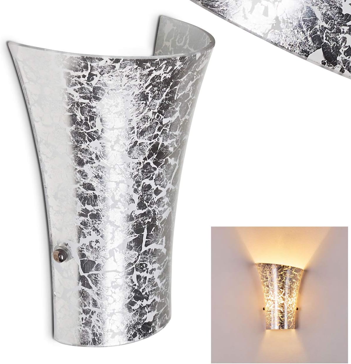 hofstein Wall lamp Zera in Metal/Glass in Silver, Modern Wall lamp with ...