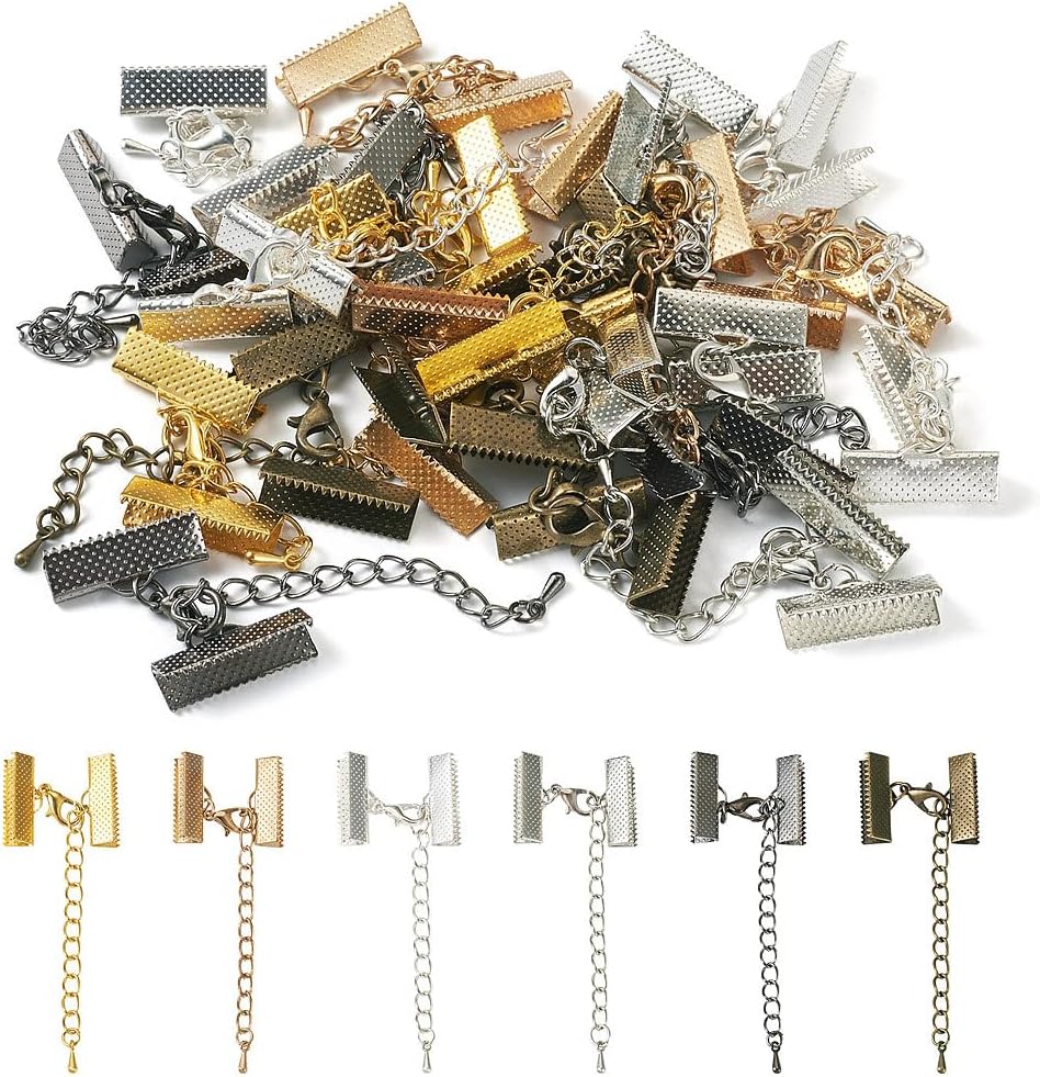 Amazon.com: KISSITTY 30 Sets Ribbon Ends with Extender Chain Lobster ...