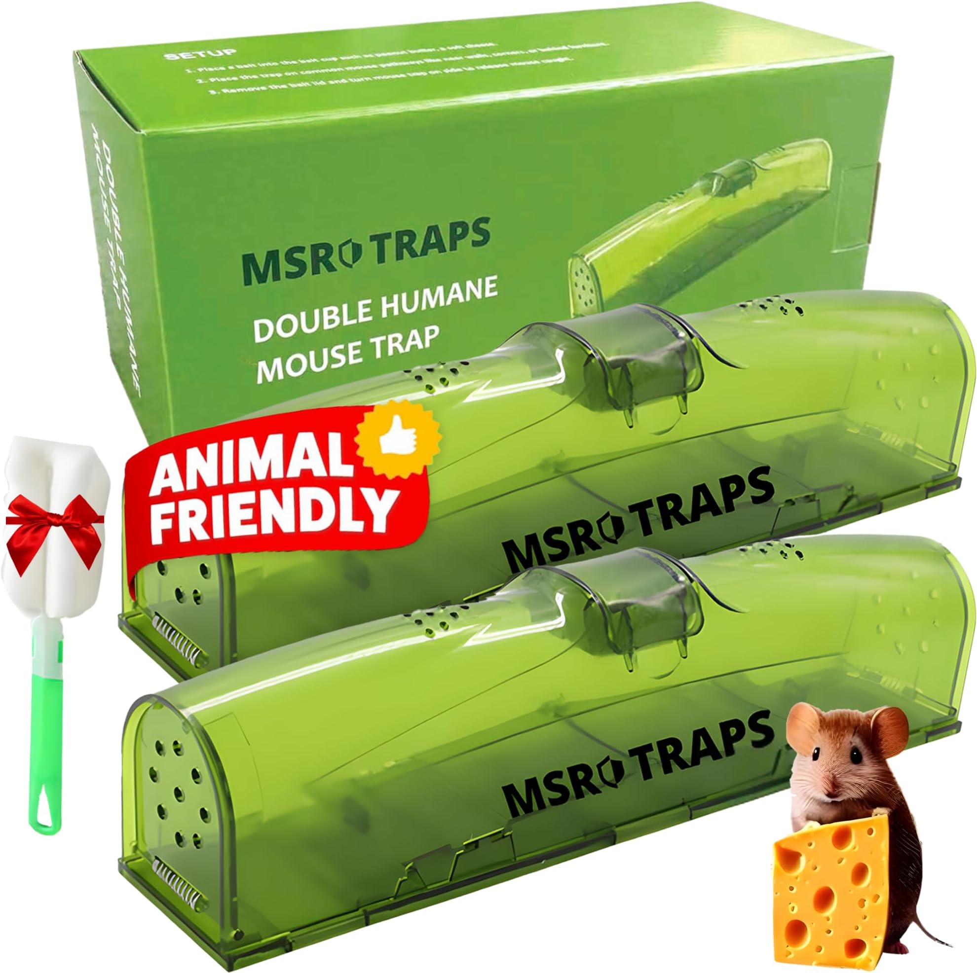 The Big Cheese Live Catch Mouse Trap, Humane, Baited and Ready-To-Use ...