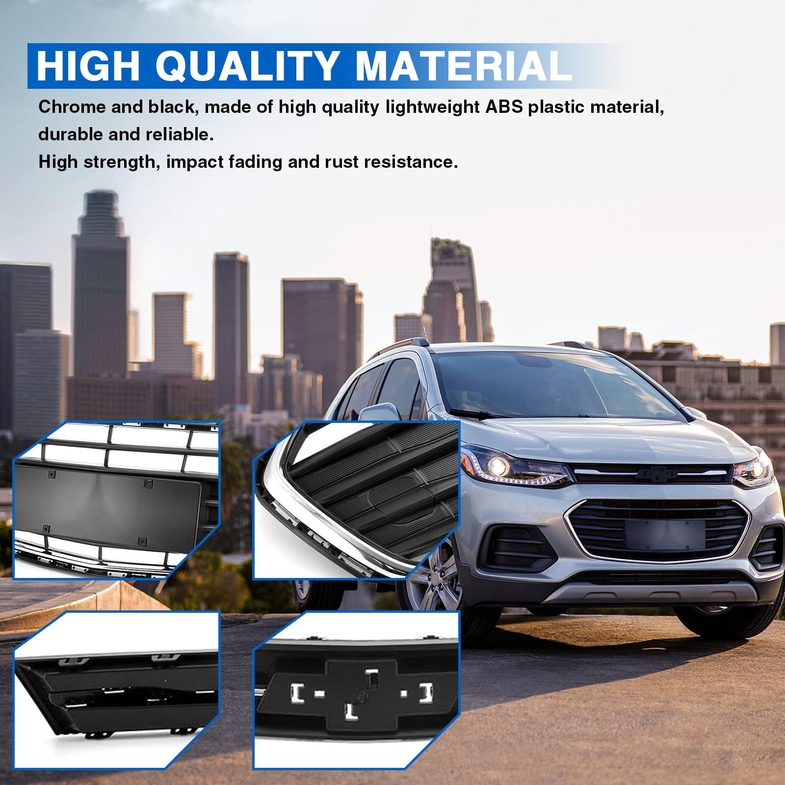 Snapklik.com : Front Bumper Upper Grille & Middle Lower Grille Set Fit ...