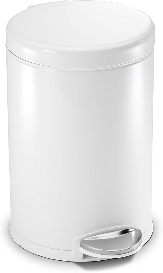 simplehuman CW1856CB 3L Round Pedal Bin, Small Bin for Bathroom Bedroom ...