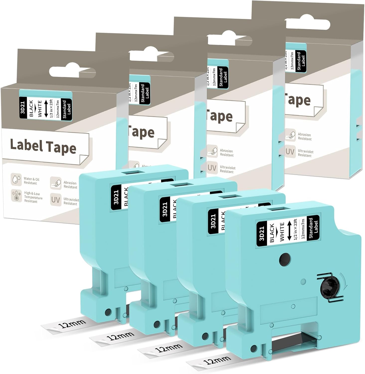 Amazon | Vixic 3D21ラベルメーカーテープ 互換ラベルテープ DYMO D1ラベルテープ A45013 白地に黒 1/2インチ ...