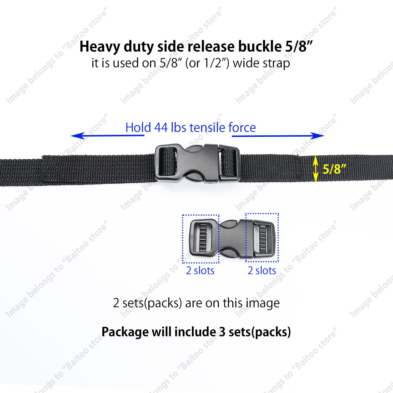 Snapklik.com : Baitoo Quick Side Release Buckle 1/2 Inch Heavy Duty ...