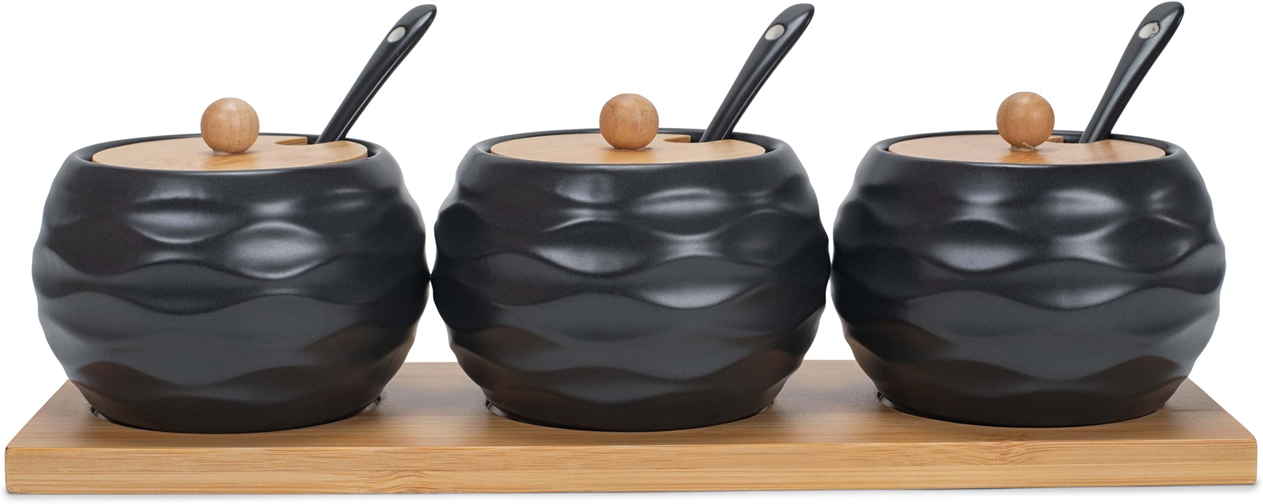 Amazon.com | YMYL 2 Pcs Wood Condiment Pot Spice Jars, Natural Wooden ...