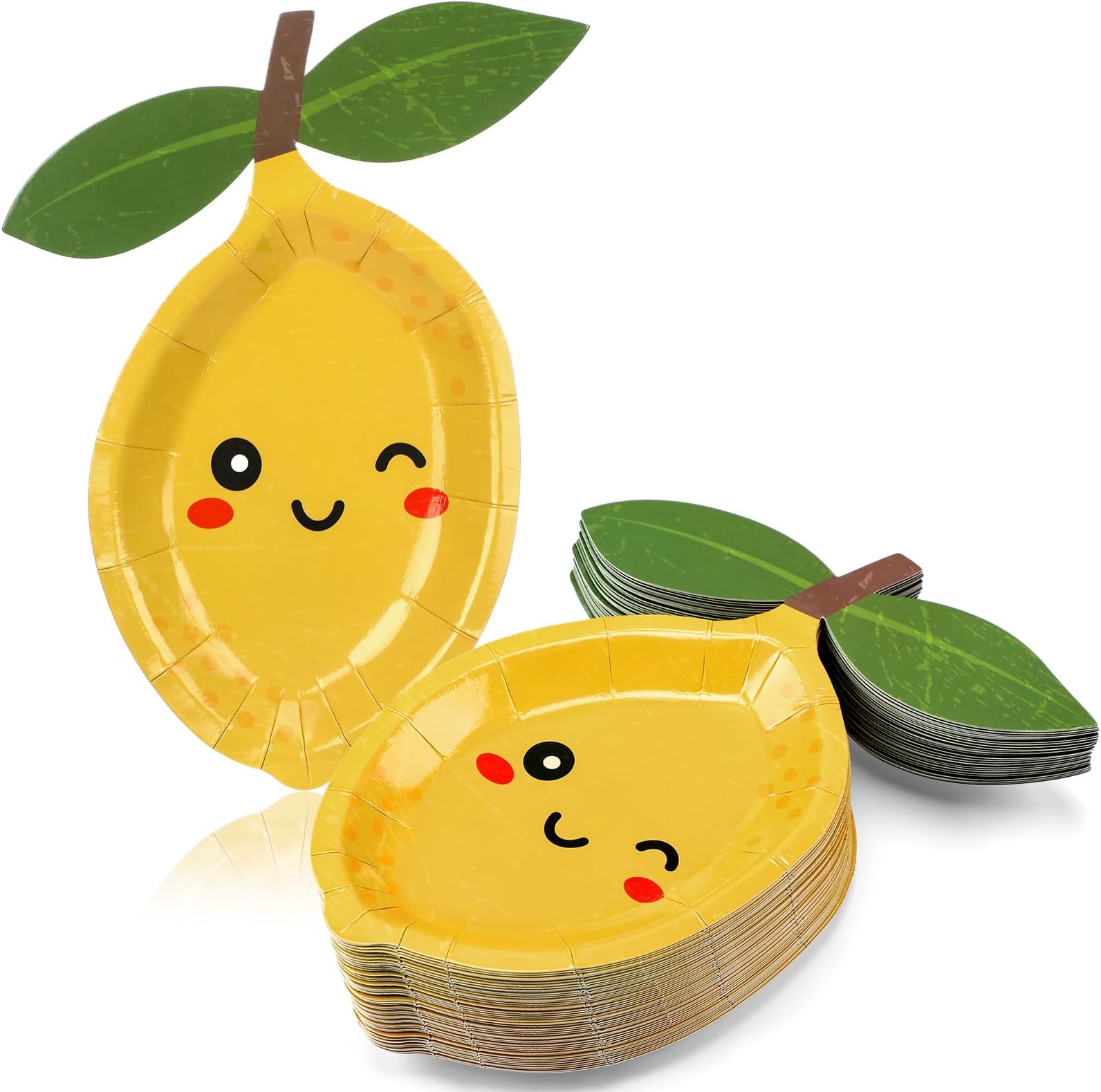 Amazon.com: Havawish 50 Pcs Lemon Shaped Paper Plates 8.6 x 7 Inch ...