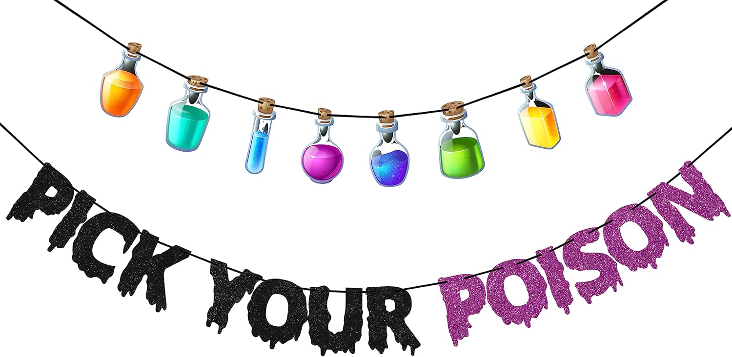 Amazon.com: VILIFEVER Pick Your Poison Banner, Halloween Potion Bar ...