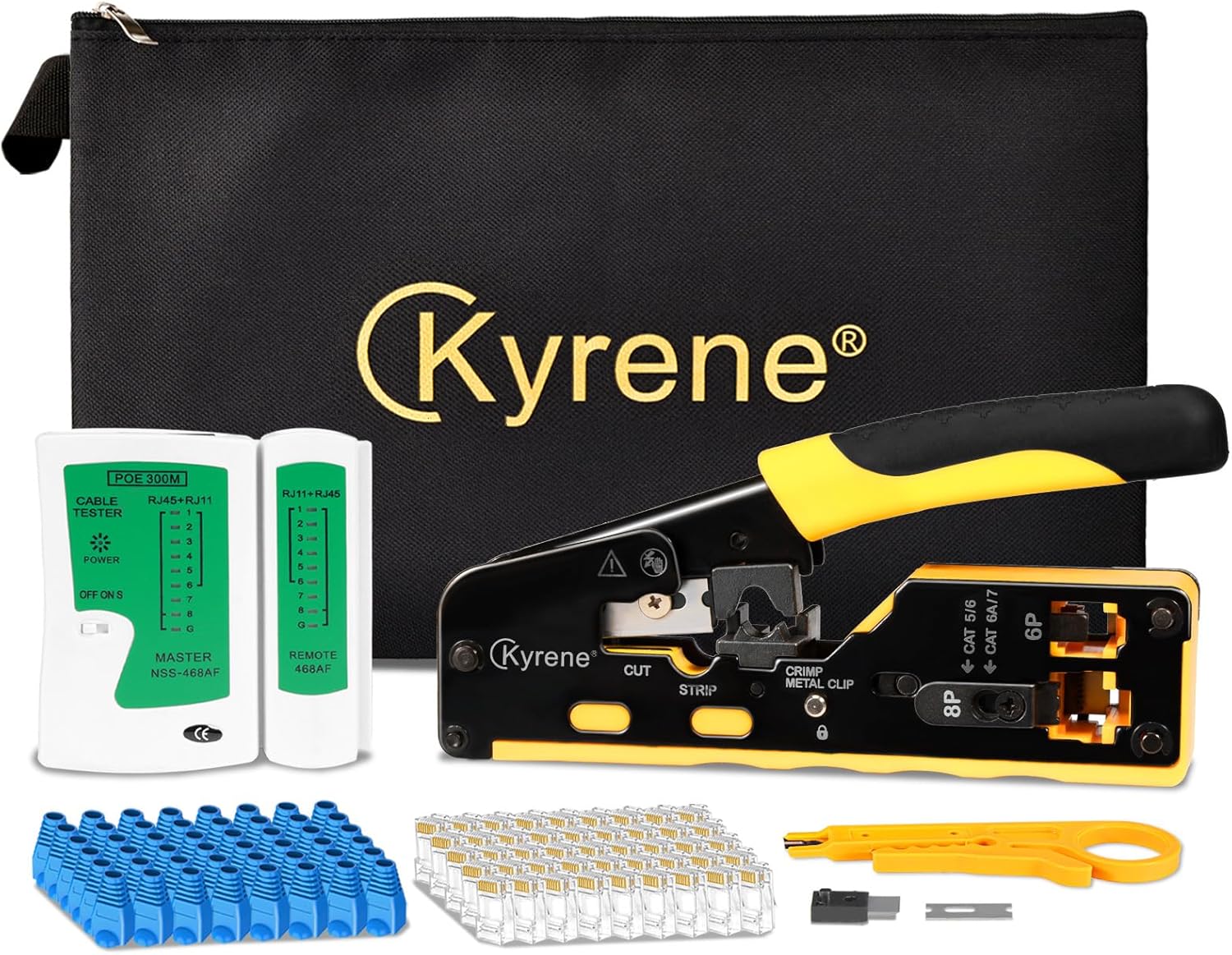 RJ45 Crimp Tool Pass Through Kit RJ45 Ethernet Crimper, Cat5 Cat5e Cat6 ...