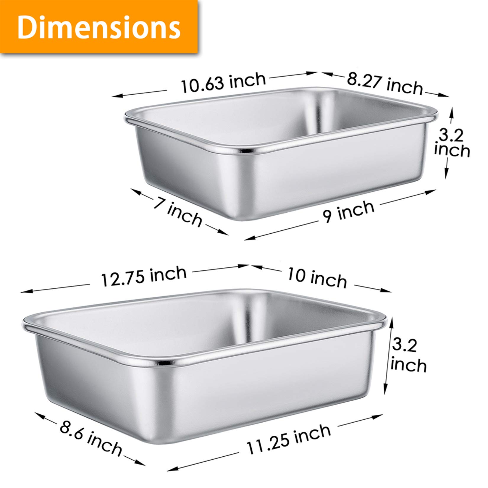 Snapklik.com : Lasagna Pan Set, Stainless Steel Rectangular Baking Pan ...