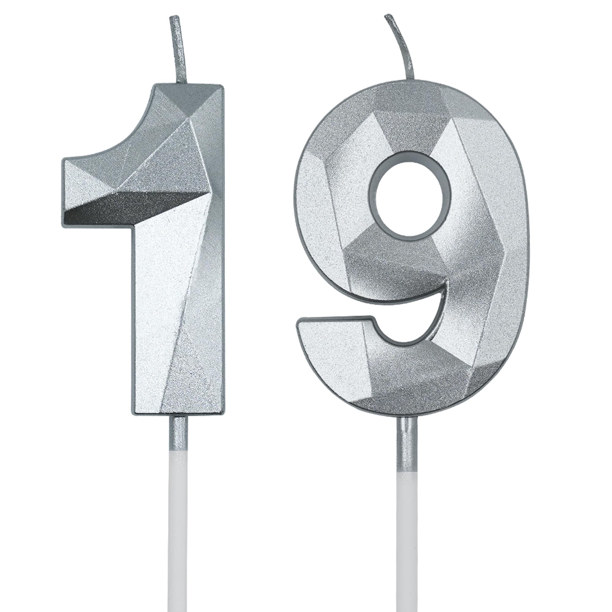 Amazon.com: 19th & 91st Birthday Candles for Cake, Silver Number 19 91 ...