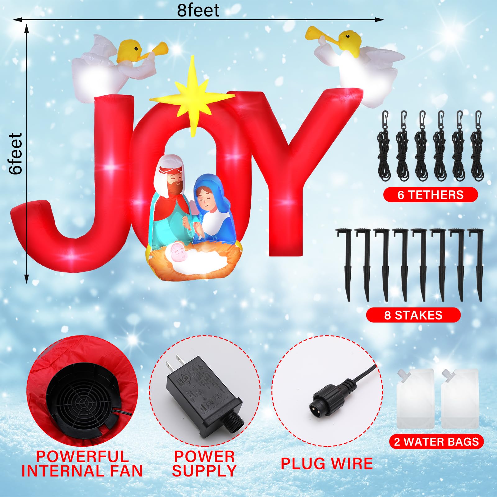 Snapklik.com : Lenwen 8 Ft Christmas Inflatables Joy Nativity ...
