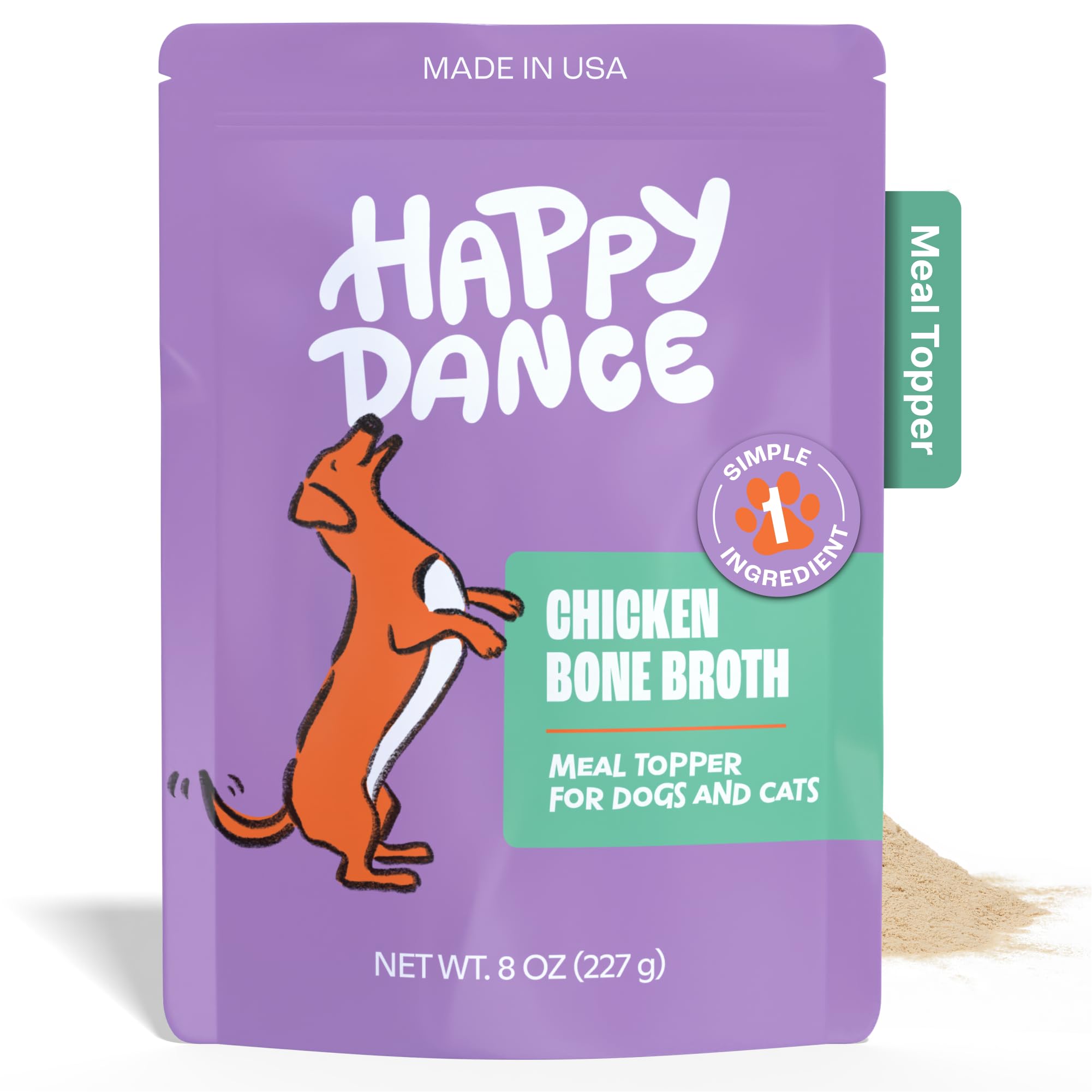 Amazon.com : Happy Dance Chicken Bone Broth Meal Topper for Dogs and ...