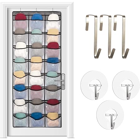 Amazon.com: Baseball Hat Organizer Rack for Wall or Door Baseball Caps ...