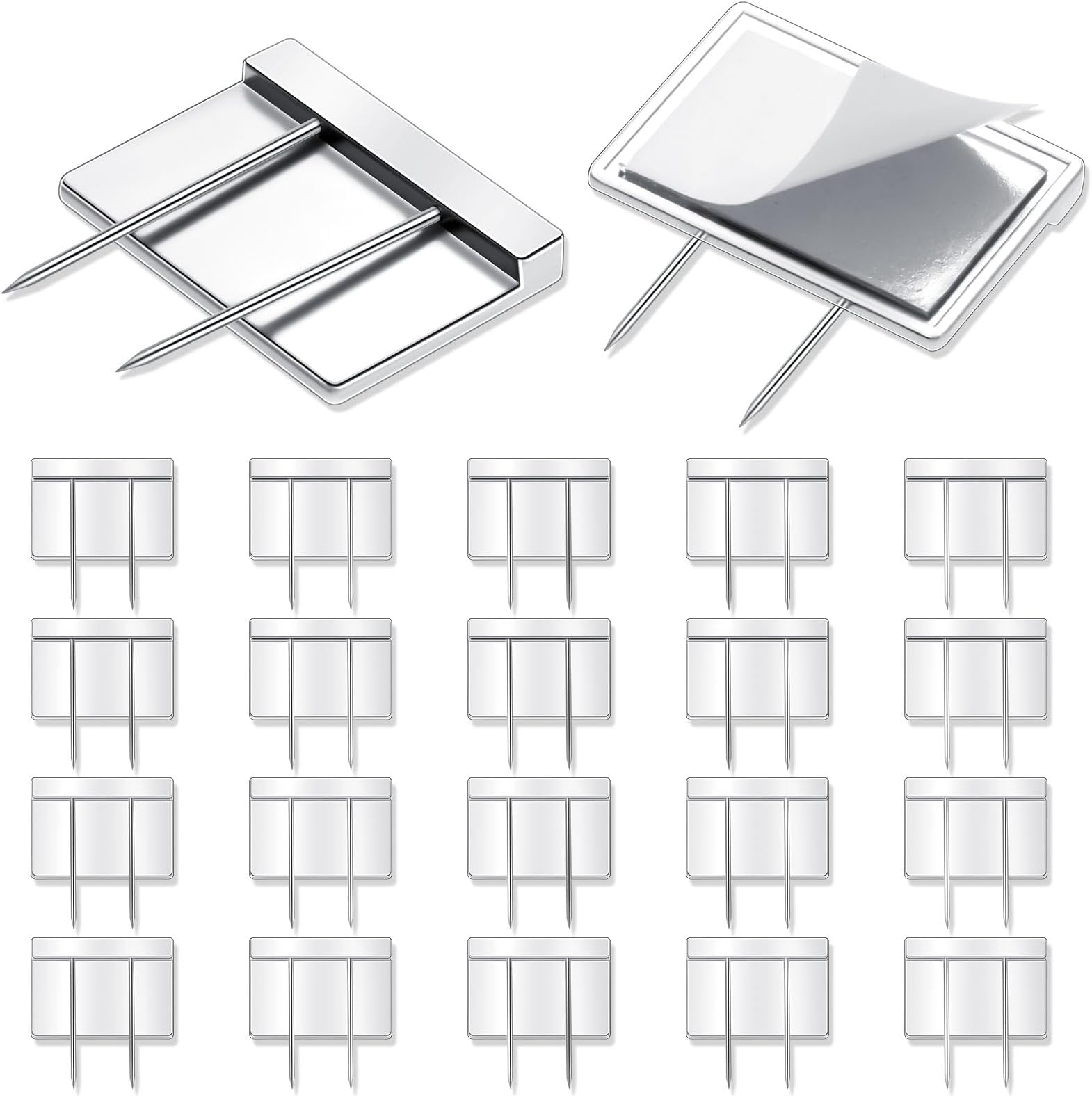 Amazon.com : Amylove 20 Pcs Silver Cubicle Pins Partition Long Push ...