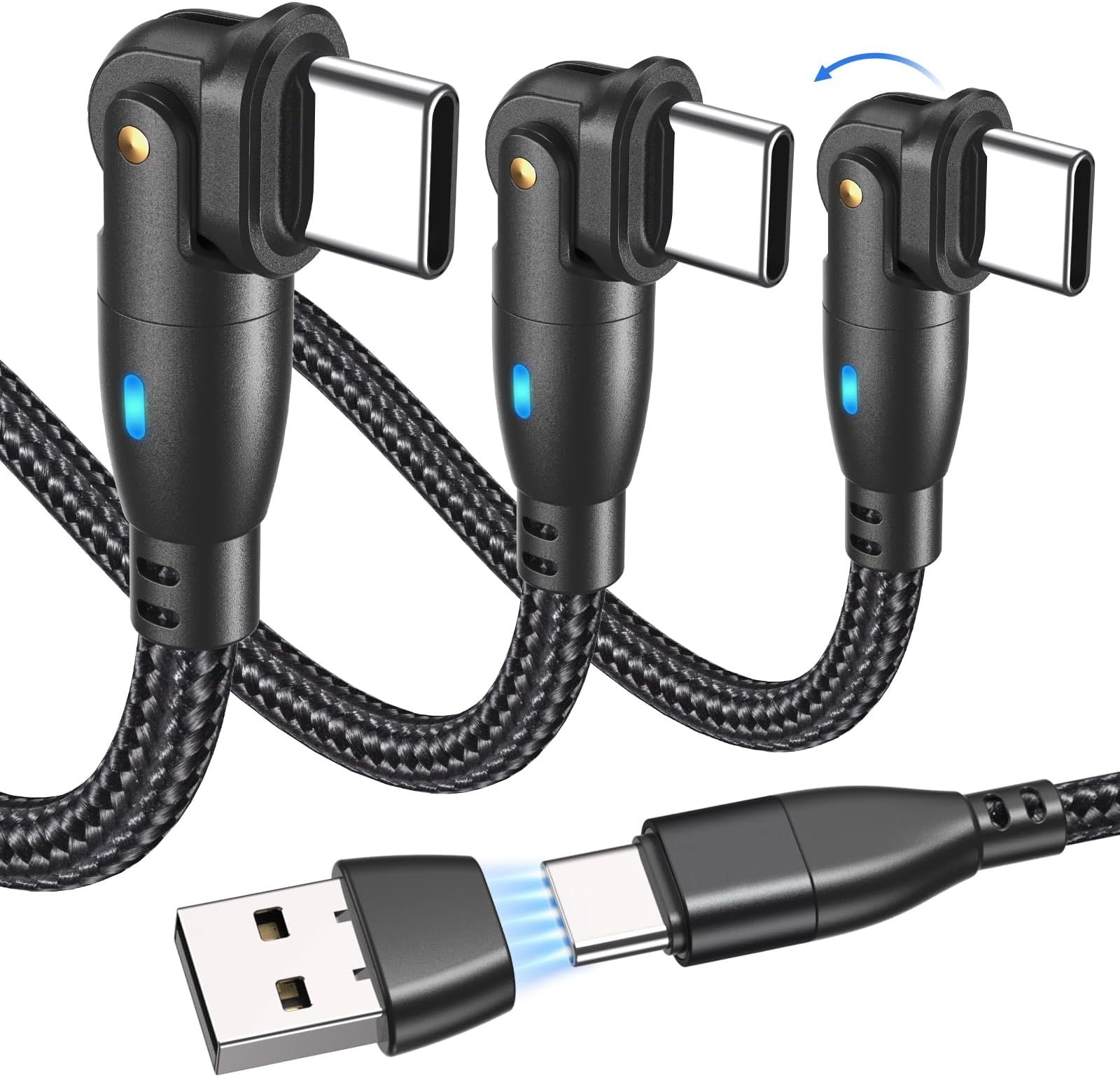Amazon.co.jp: LeTradeJP USB Type Cケーブル 2M180度回転 L字型L字型 180度回転 急速充電 高速 ...