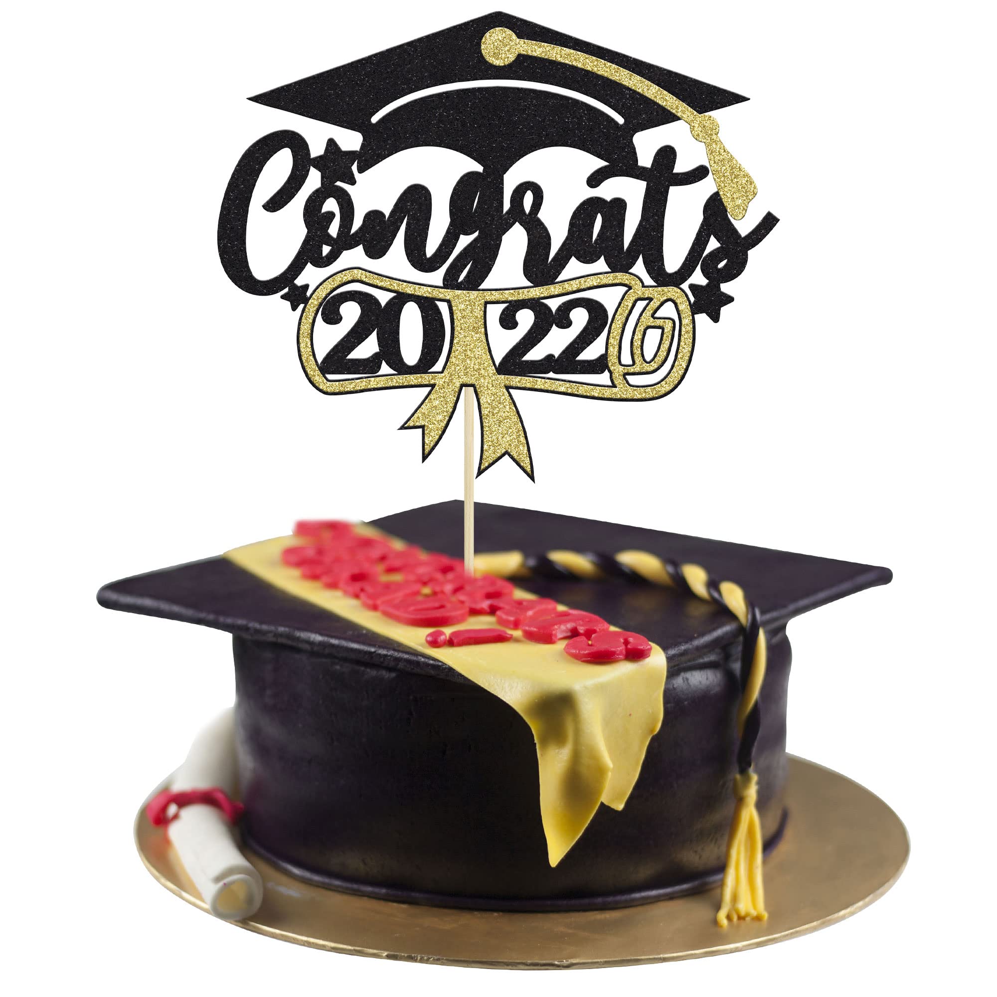 Buy 1Pc Gold Glitter Congrats 2024 Cake Topper 2024 Graduation Cake ...