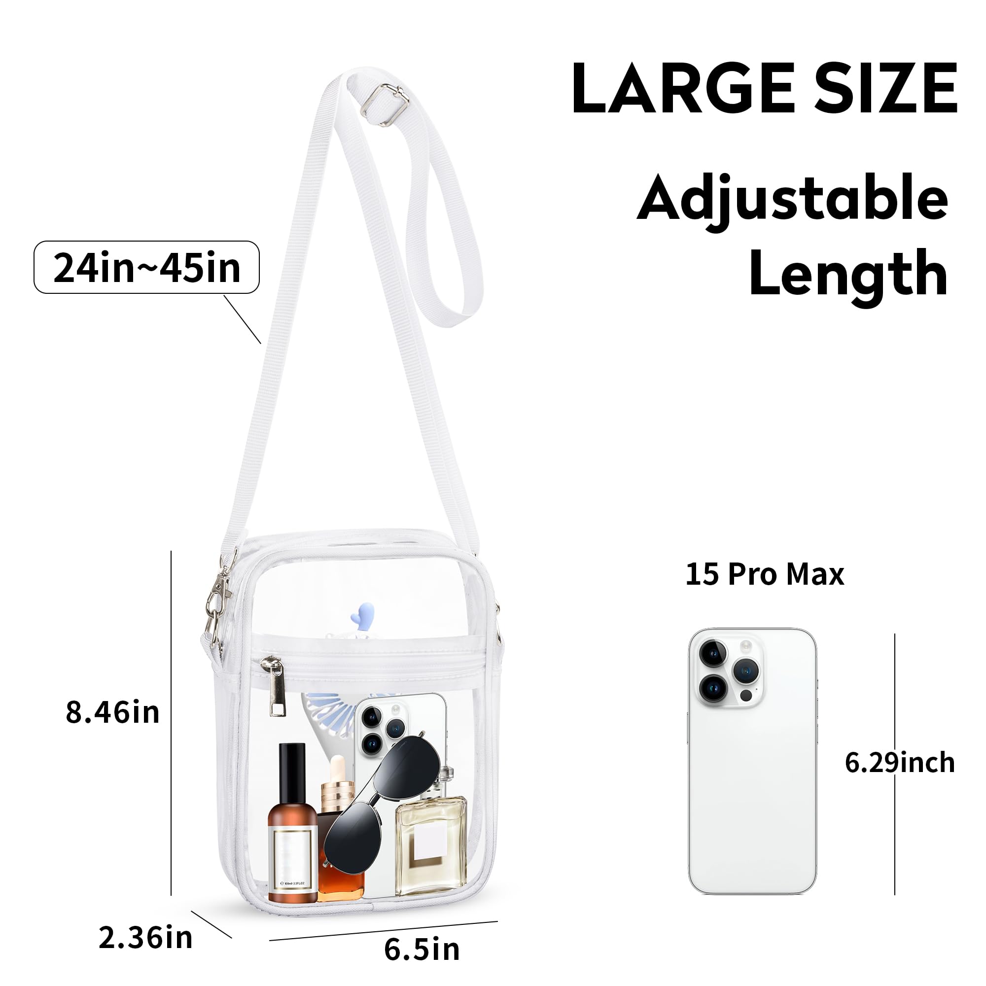 Snapklik.com : VOROLO Clear Crossbody Bag Stadium Approved See Through ...