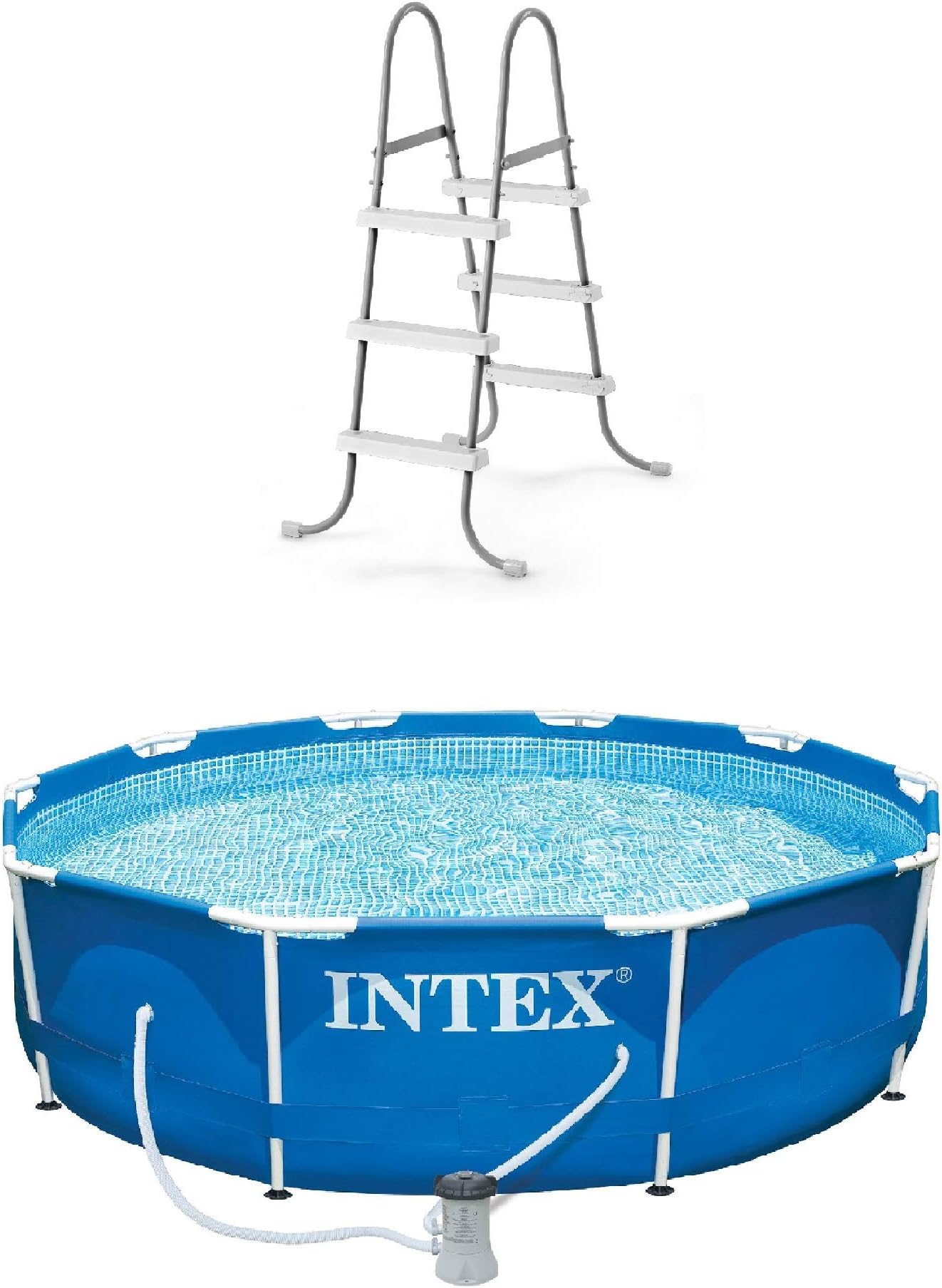 Amazon.com : Intex Above-Ground Pool Ladder w/ Intex 10 x 2.5-Foot Pool ...