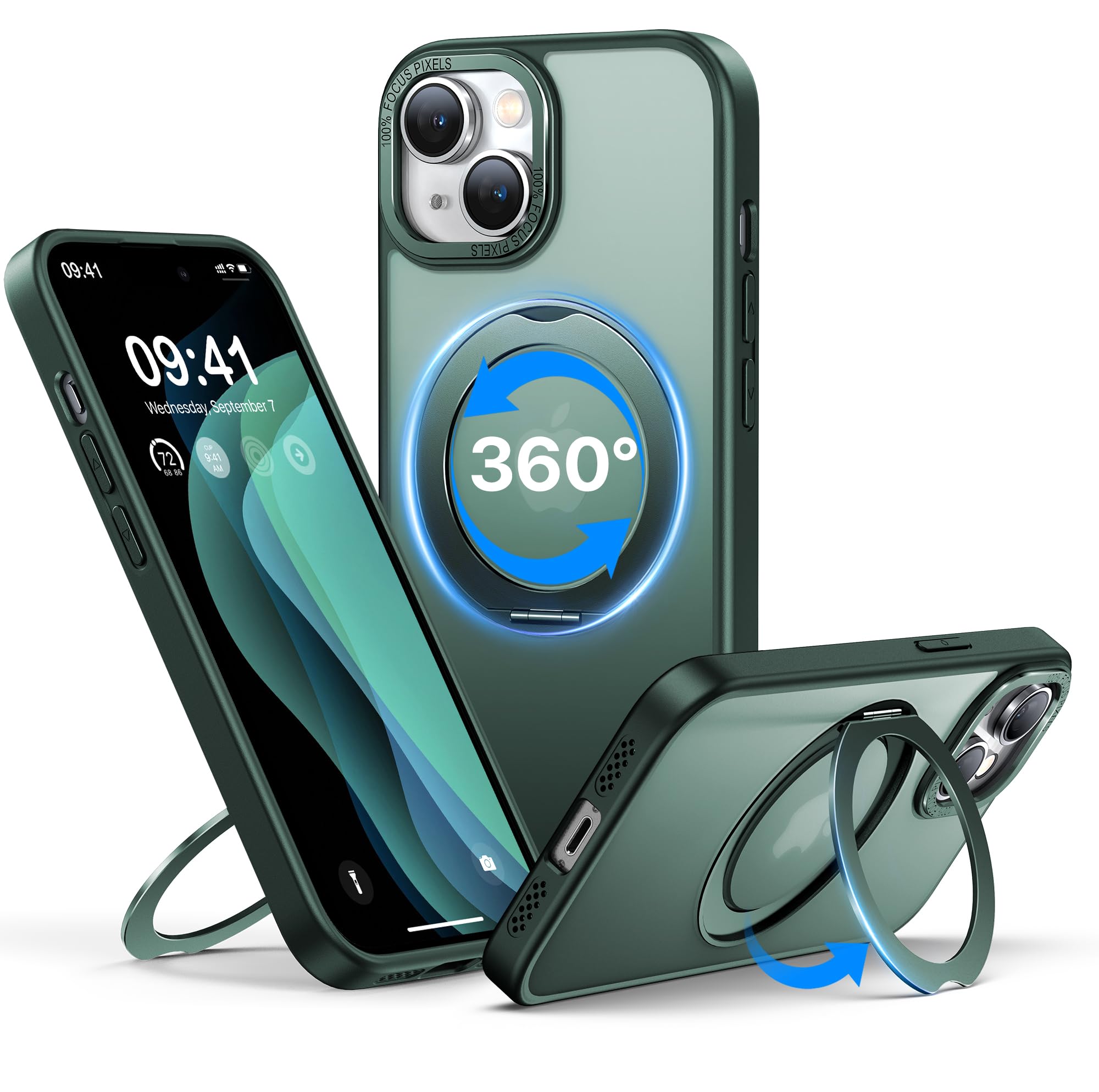 Amazon.com: QTlier for iPhone 14 Case, 360° Rotatable Ring Stand Case Compatible with MagSafe ...