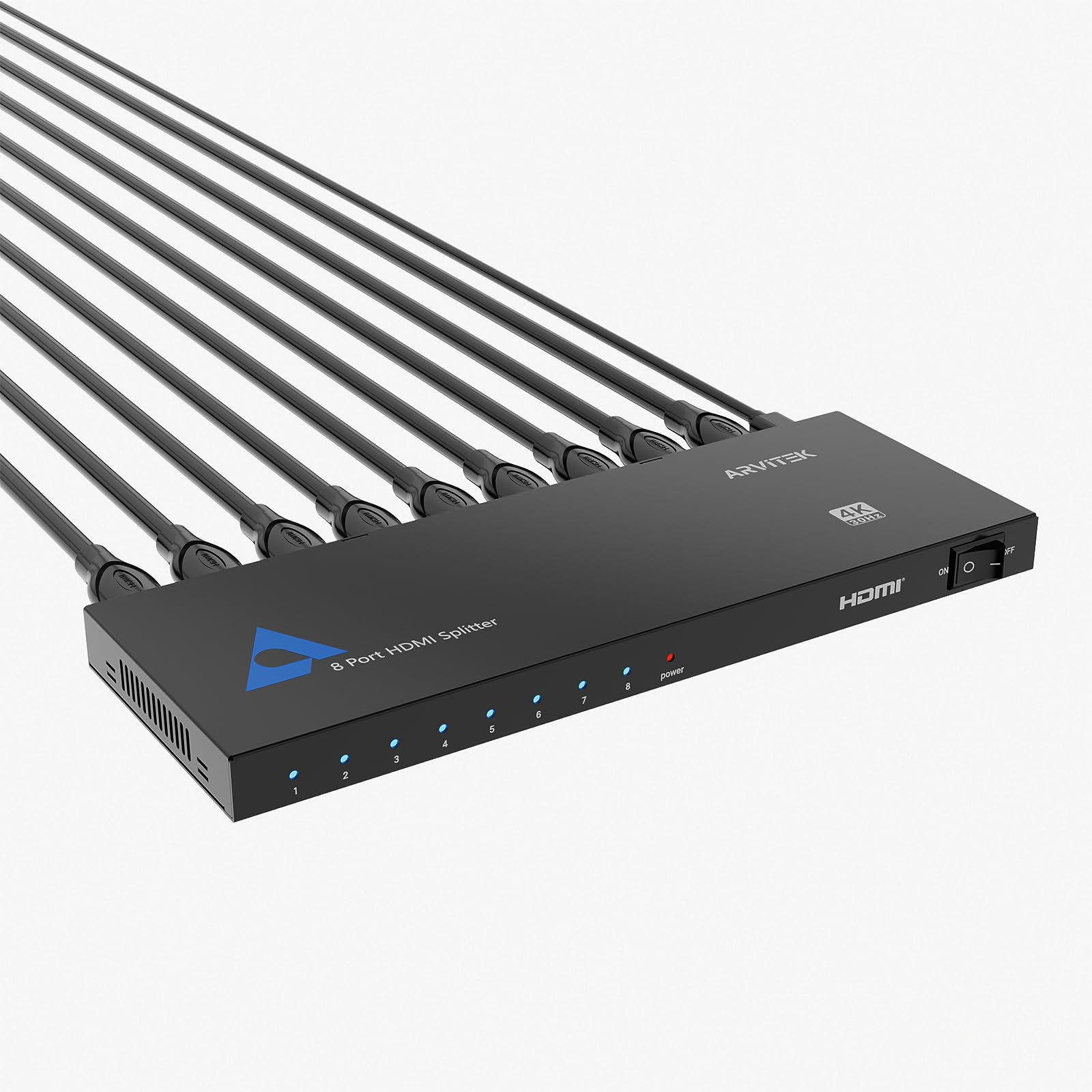 Amazon.com: Slim 1x8 HDMI Splitter 1 in 8 Out, 4K Arvitek 8 Port HDMI ...