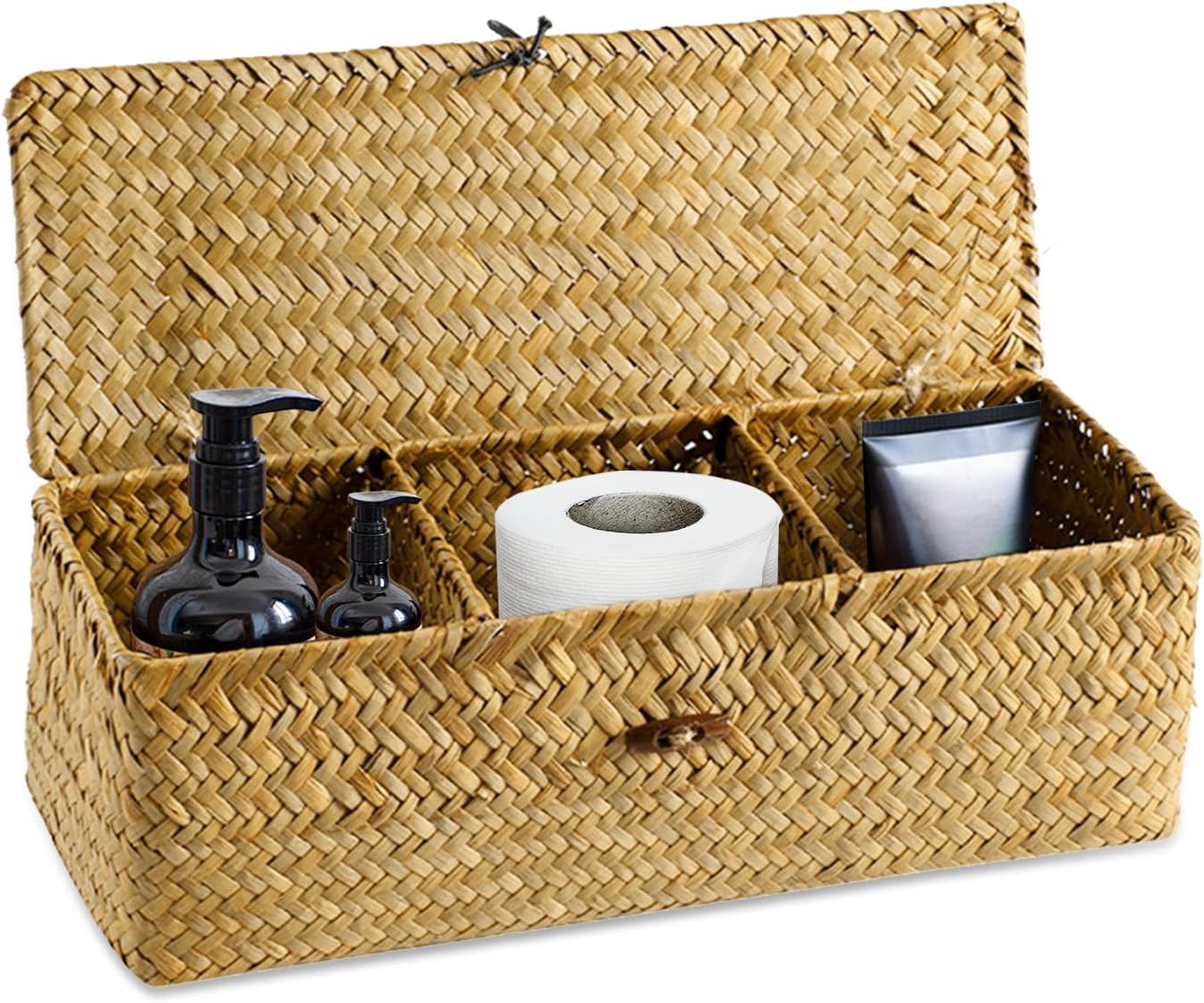 Amazon.com: HQT Rectangular Hand-woven Rattan Shelf Basket with Lid ...