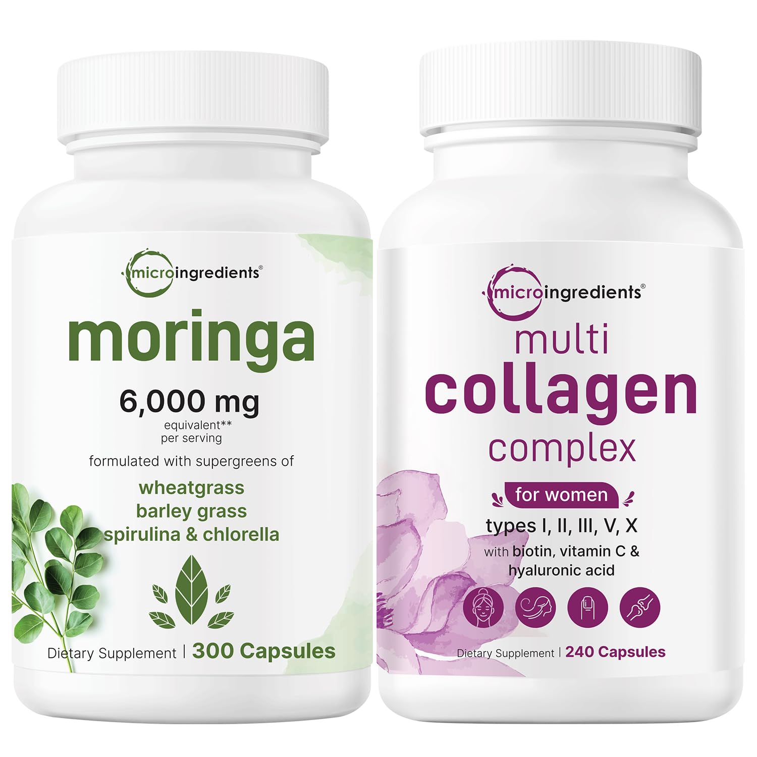Buy Micro Ingredients Multi Collagen Complex 240 s & Moringa Oleifera 6 ...