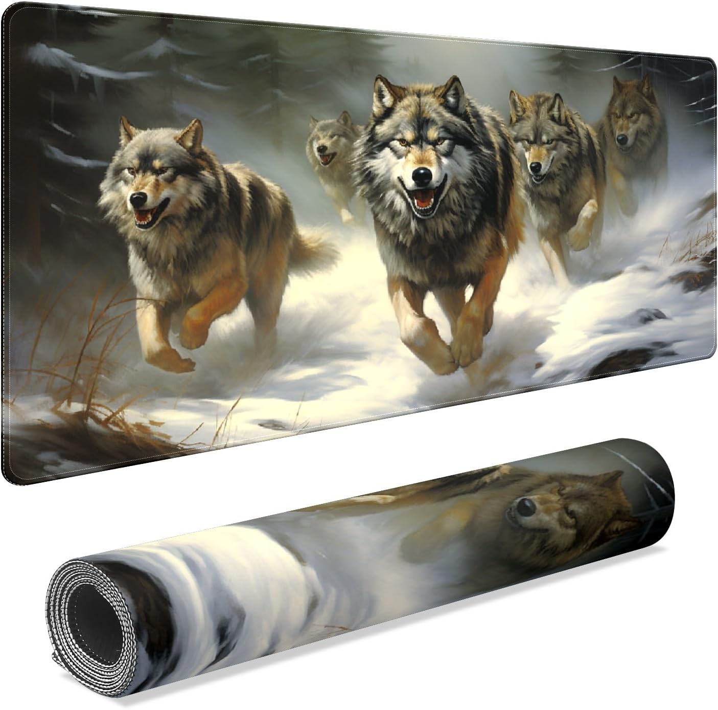 Amazon.com: Moon Wolf Gaming Mouse Pad Desk Pad Wolf Howling Nature ...