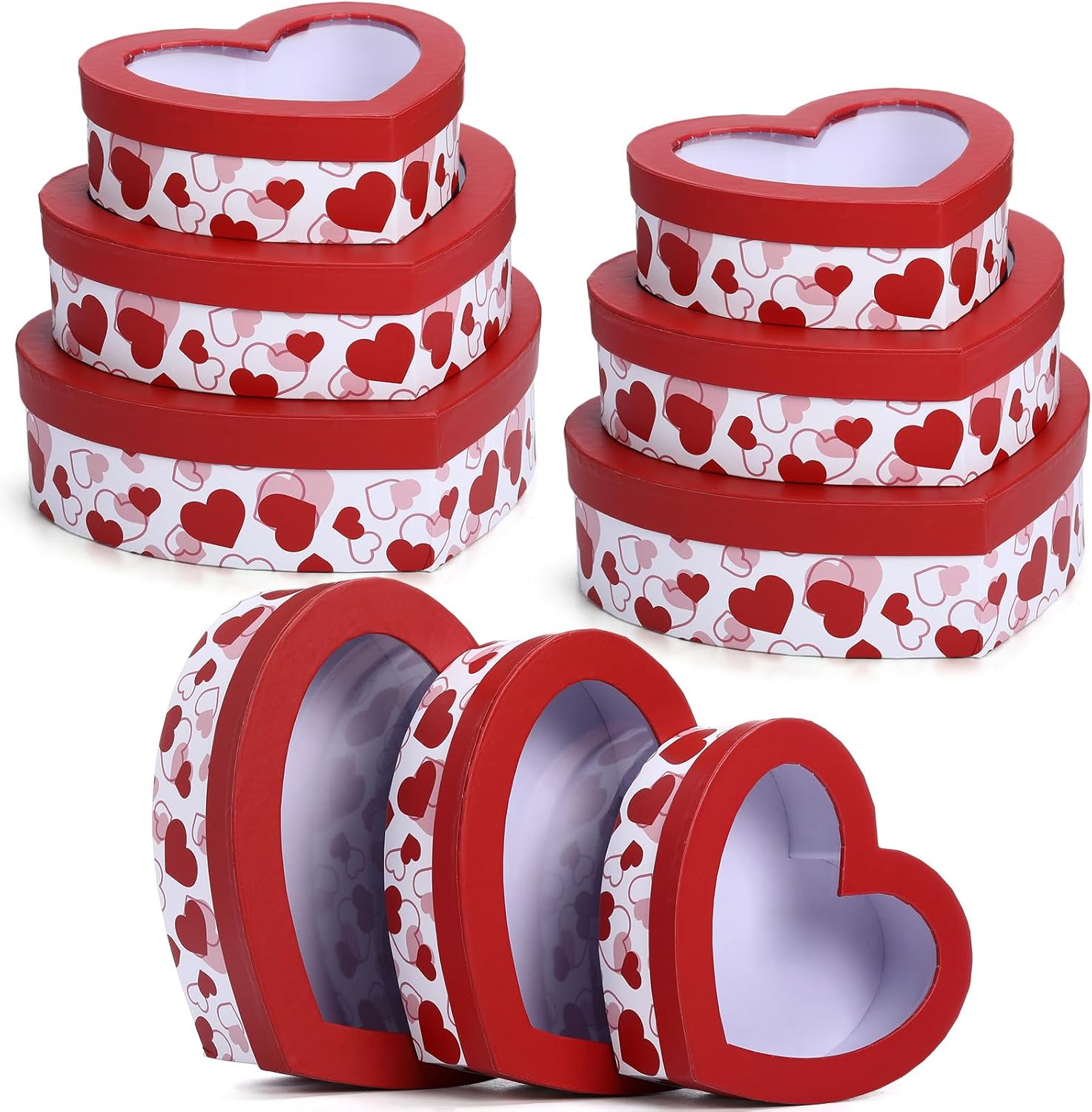 Amazon.com: Jetec 9 Pcs Heart Shaped Gift Boxes for Flowers with Clear ...