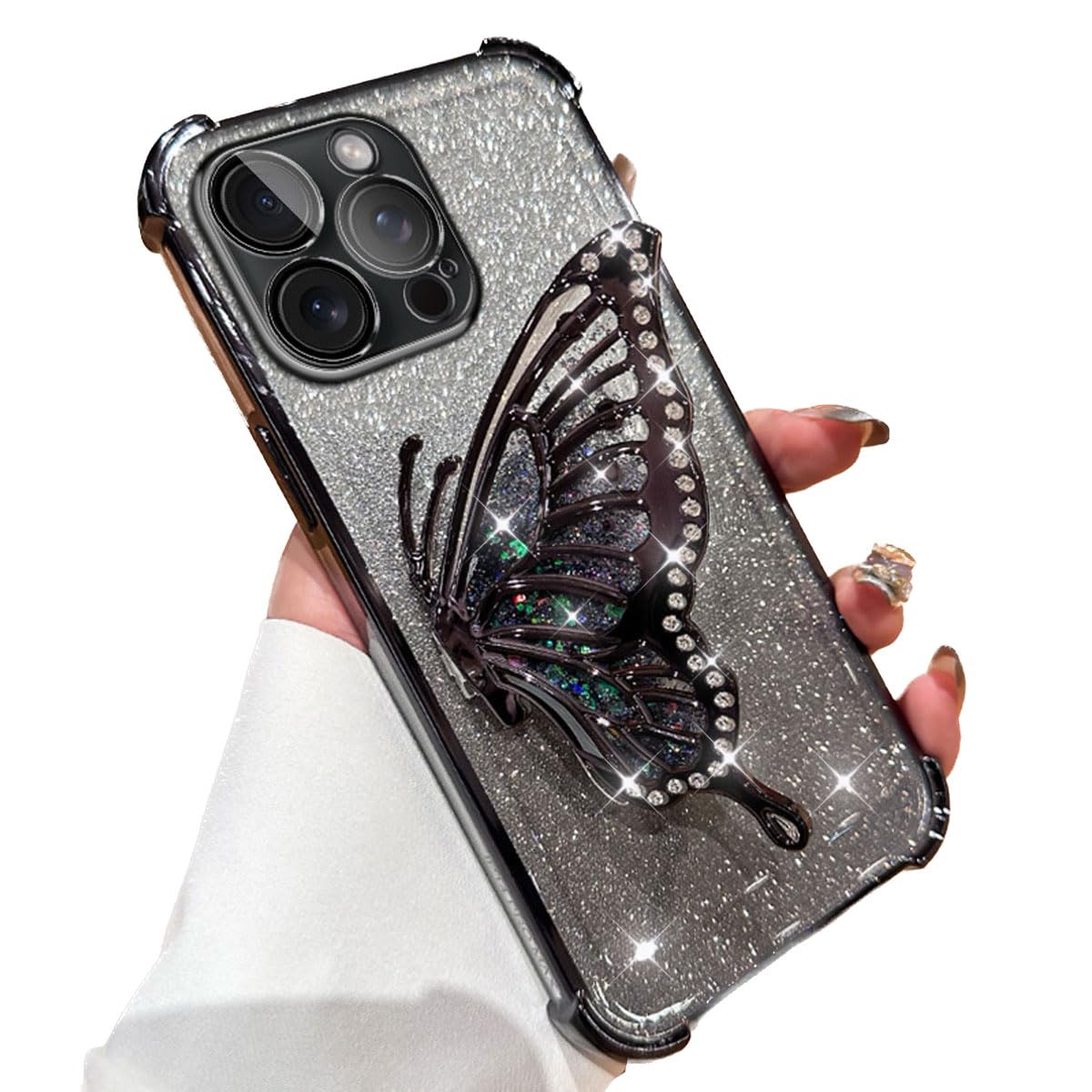 Amazon.com: AuroiCCY for iPhone 16 Pro Max Case 3D Butterfly Kickstand,Cute Bling Glitter ...