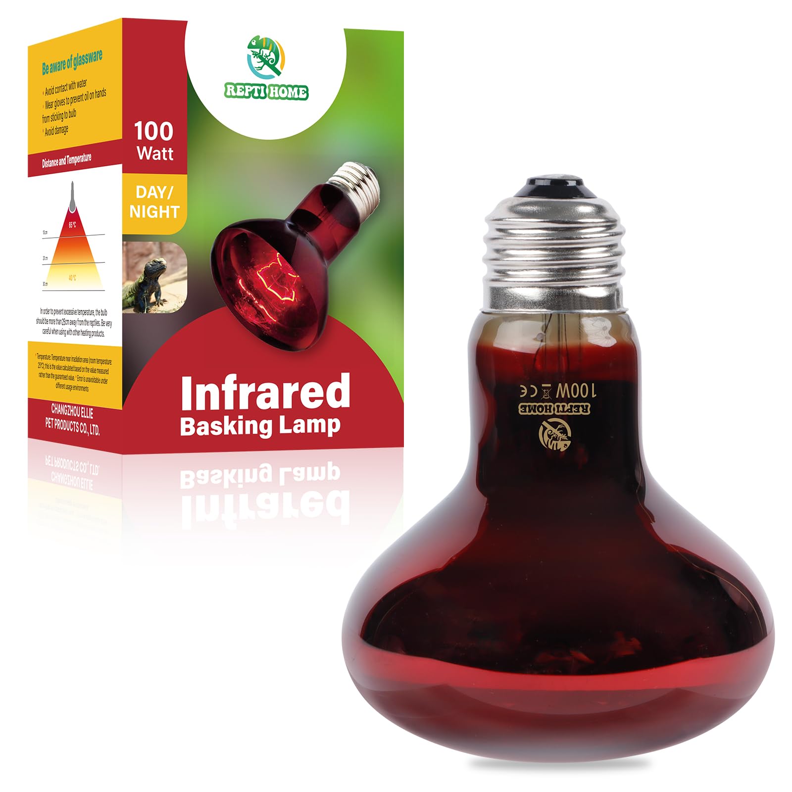 Snapklik.com : Reptile Heat Lamp,100W Red Basking Spot Lamp Bulb For ...