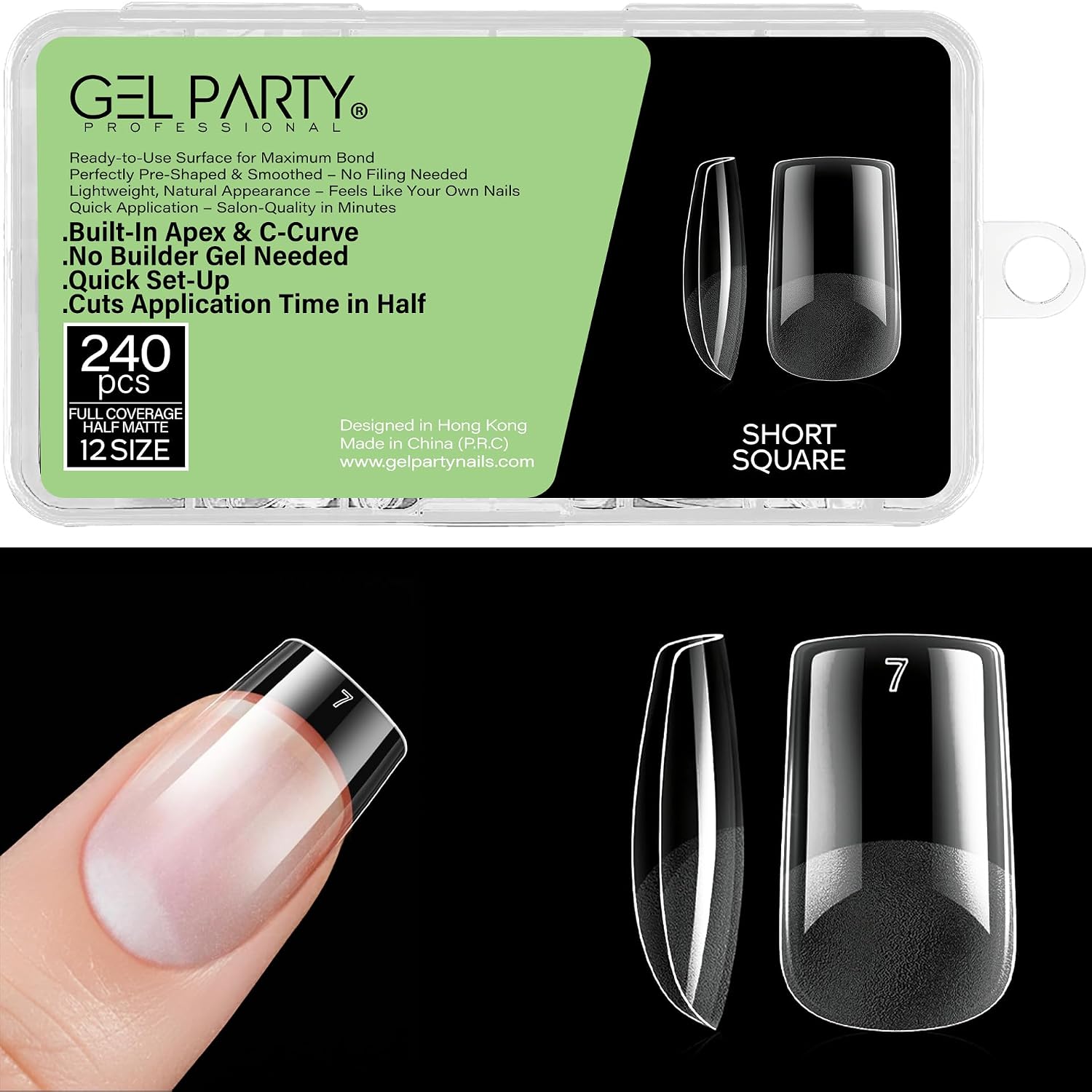 Amazon.com: GELPARTY Soft Gel Nail Tips Short Square - 240Pcs Pre ...