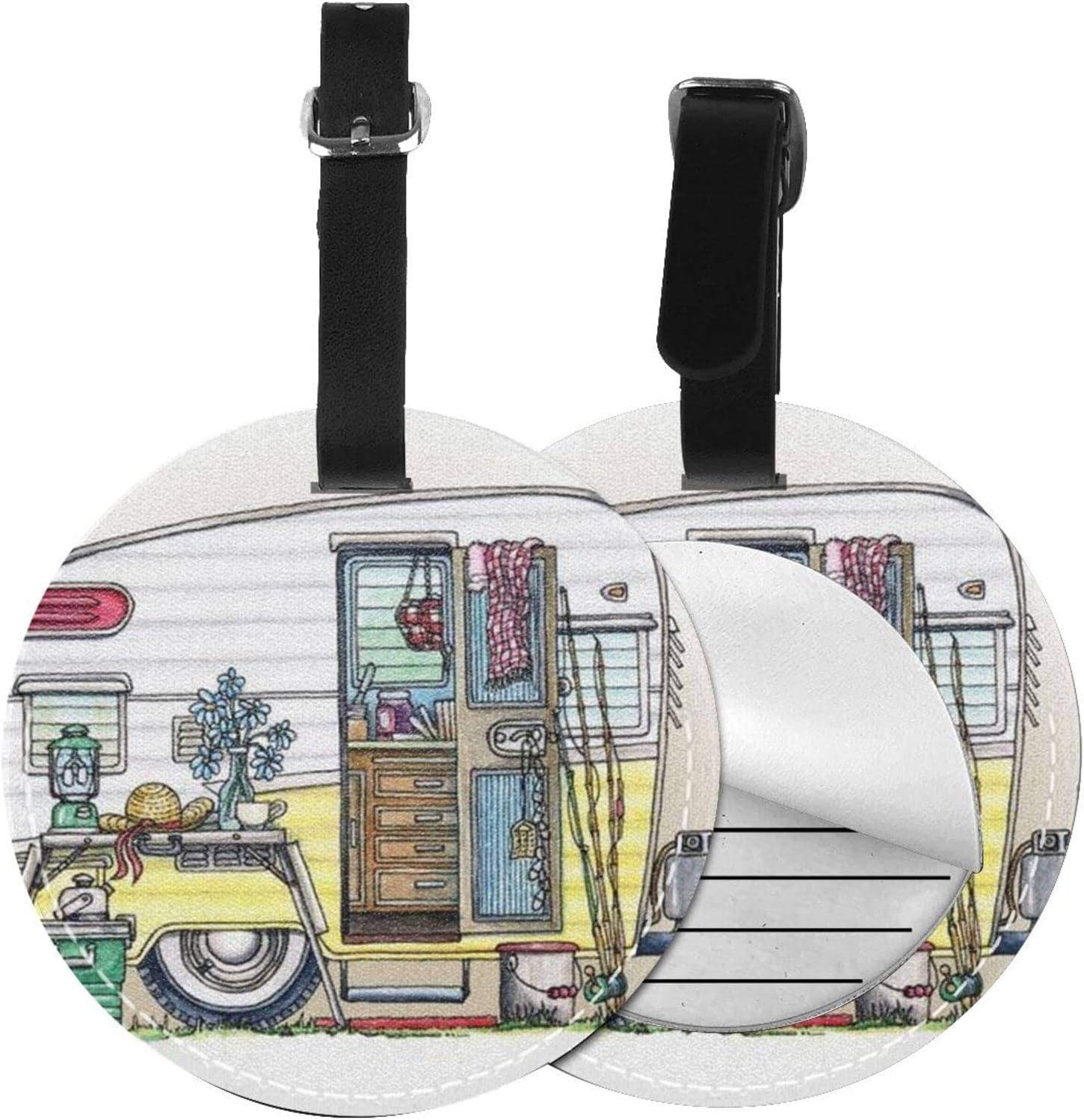 Amazon.com: Happy Campers Round Luggage Tags for Suitcases,with A ...