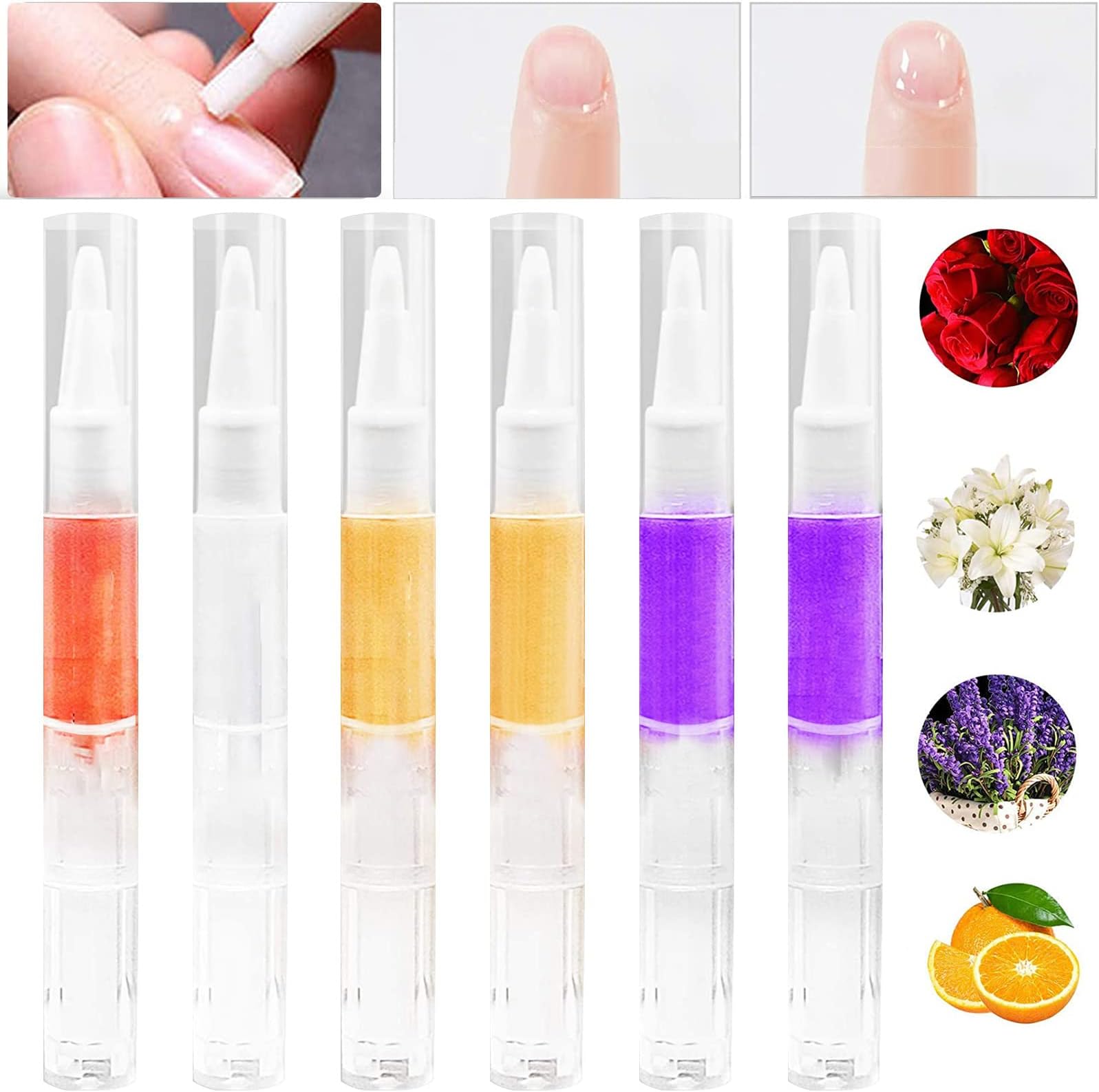 Amazon.com: 6pcs Cuticle Oil Pens, 4Kinds of Smell Nail Oil Pen with ...